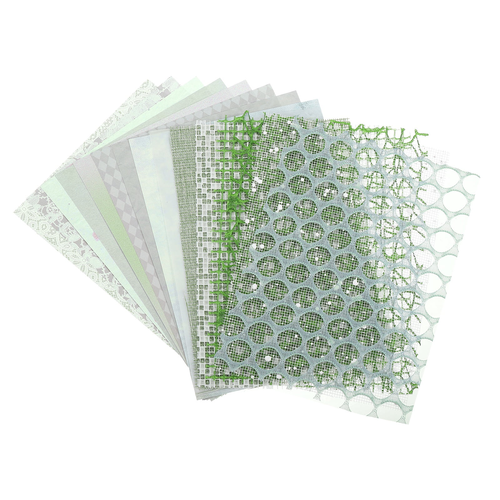 Uxcell 15 Sheets Scrapbook Textured Paper, Green Handmade Craft Paper ...