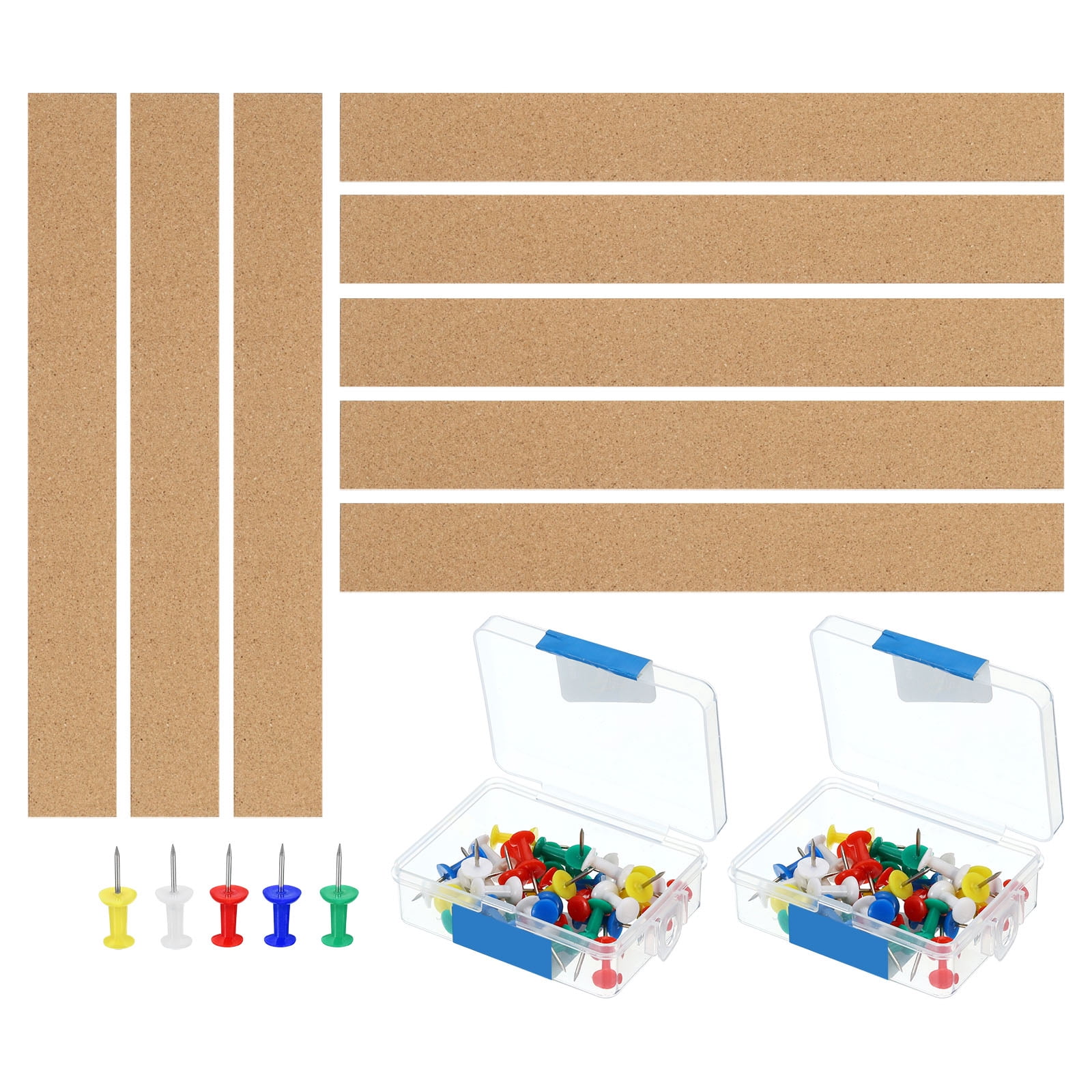 Uxcell 15"x2" 1/2" Thick Cork Board Tiles, 8 Pack Self Adhesive Strip ...