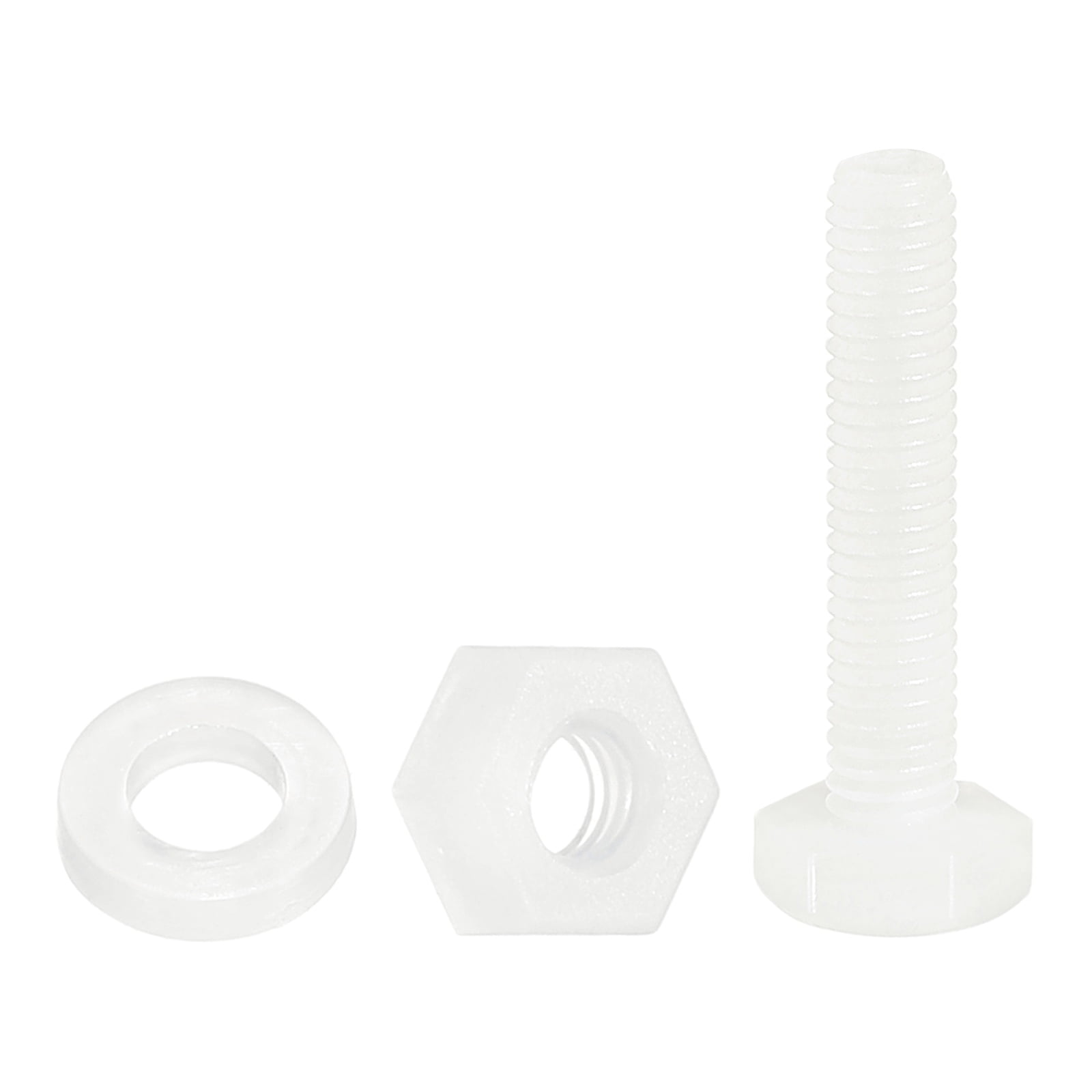 Uxcell 150 Pack/50 Sets Nylon Hex Bolts, M3 x 15mm Plastic Full Threaded Hex Head Screws Bolts ...
