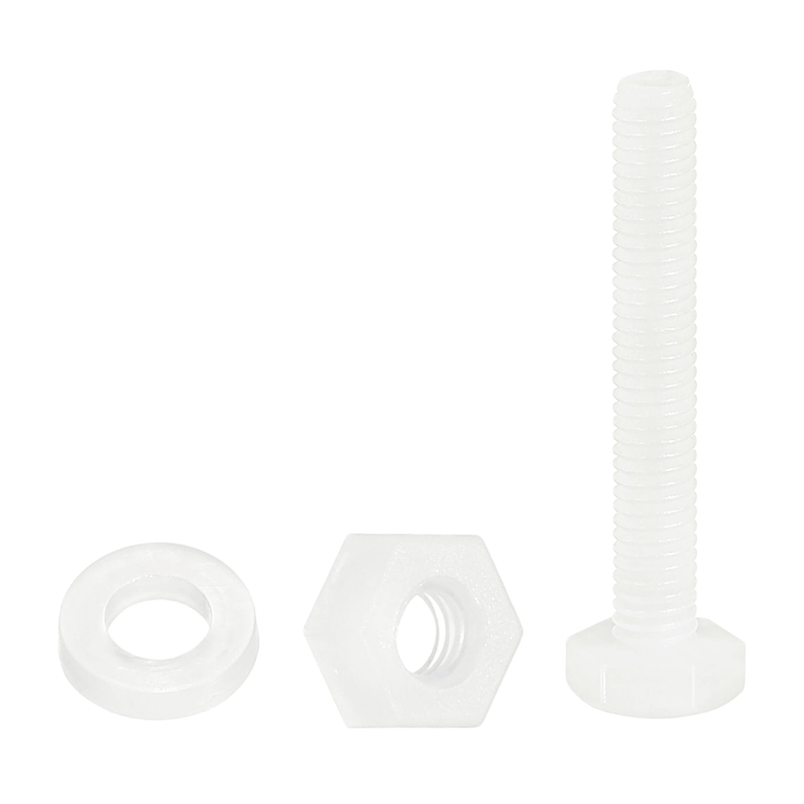 Uxcell 150 Pack/50 Sets Nylon Hex Bolts, M3 x 20mm Plastic Full ...