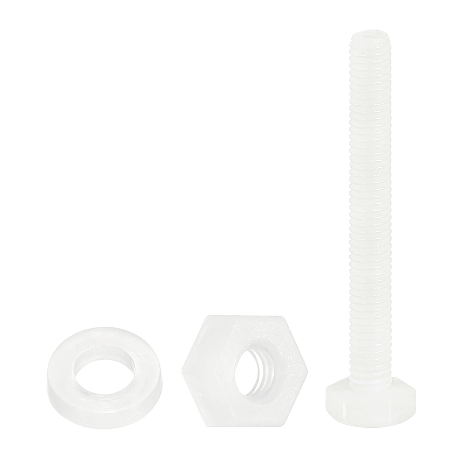 Uxcell 150 Pack/50 Sets Nylon Hex Bolts, M3 x 25mm Plastic Full ...