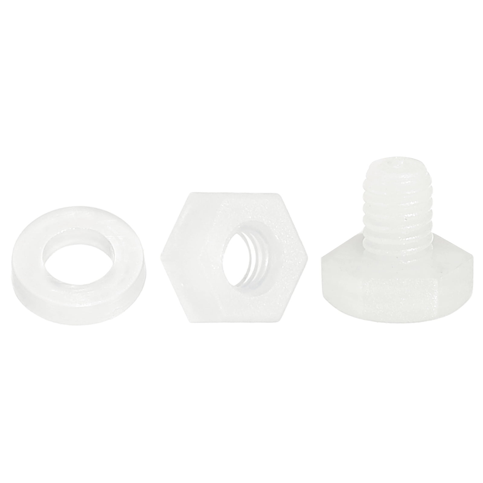Uxcell 150 Pack/50 Sets Nylon Hex Bolts, M3 x 4mm Plastic Full Threaded ...