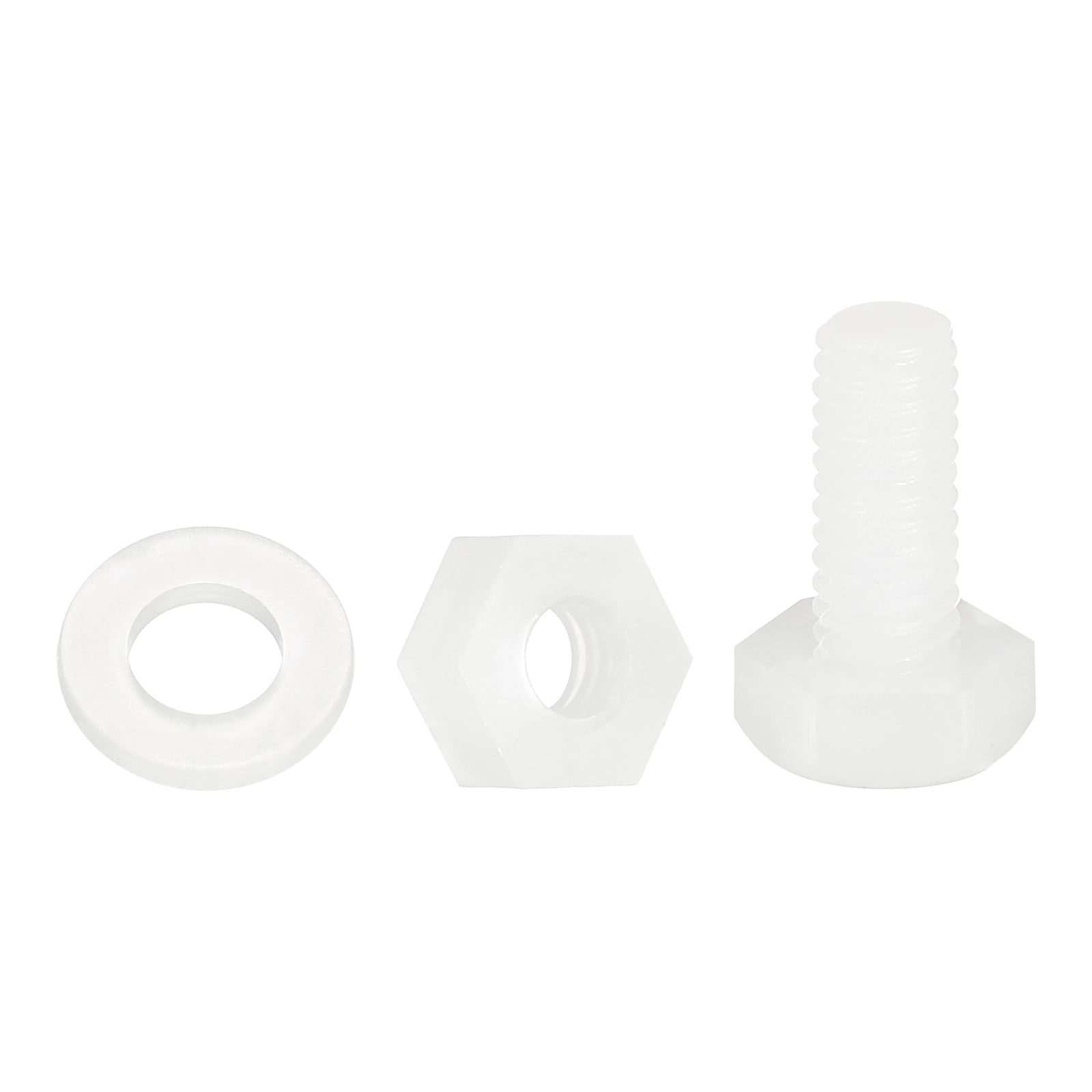 Uxcell 150 Pack/50 Sets Nylon Hex Bolts, M4 x 10mm Plastic Full ...