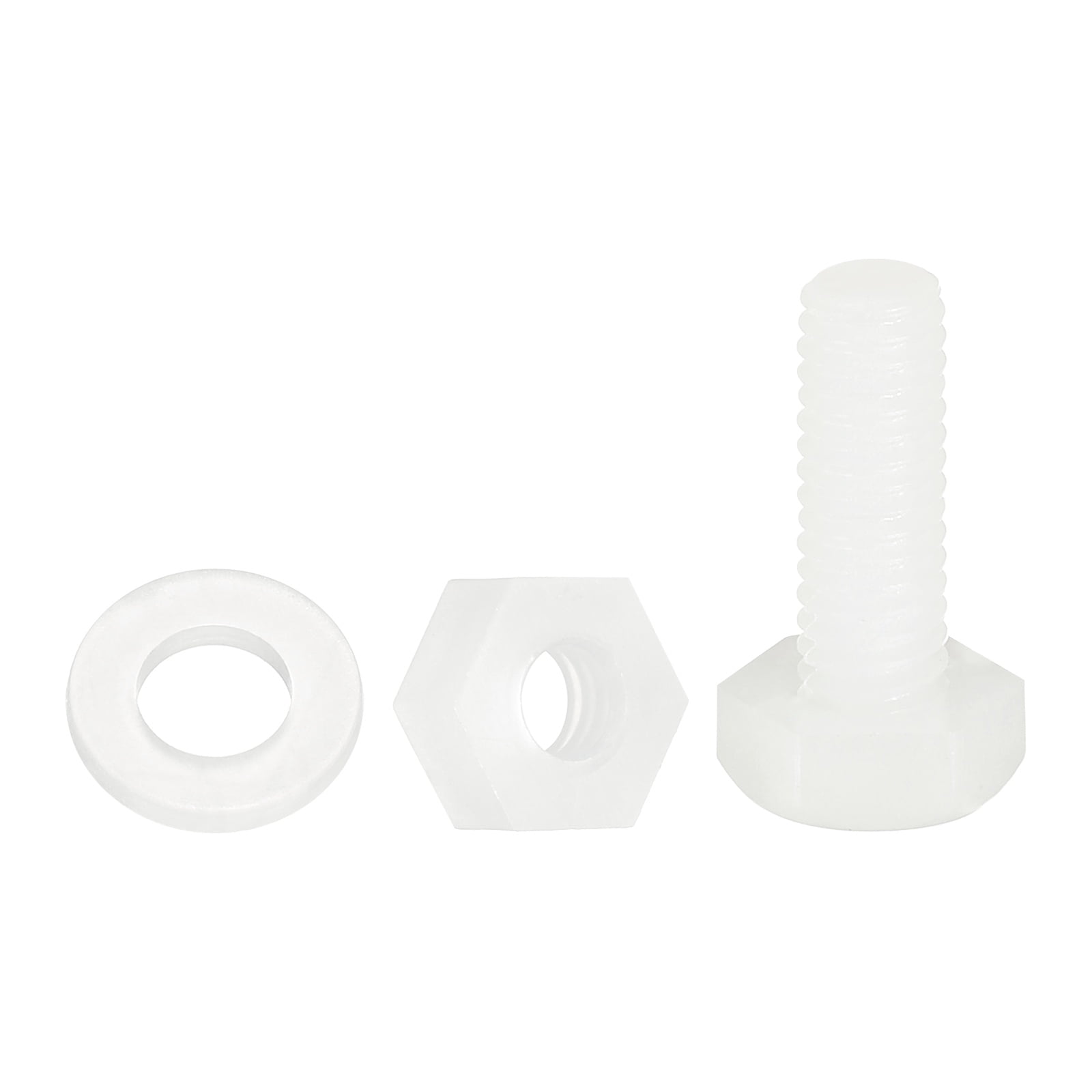 Uxcell 150 Pack/50 Sets Nylon Hex Bolts, M4 x 12mm Plastic Full ...