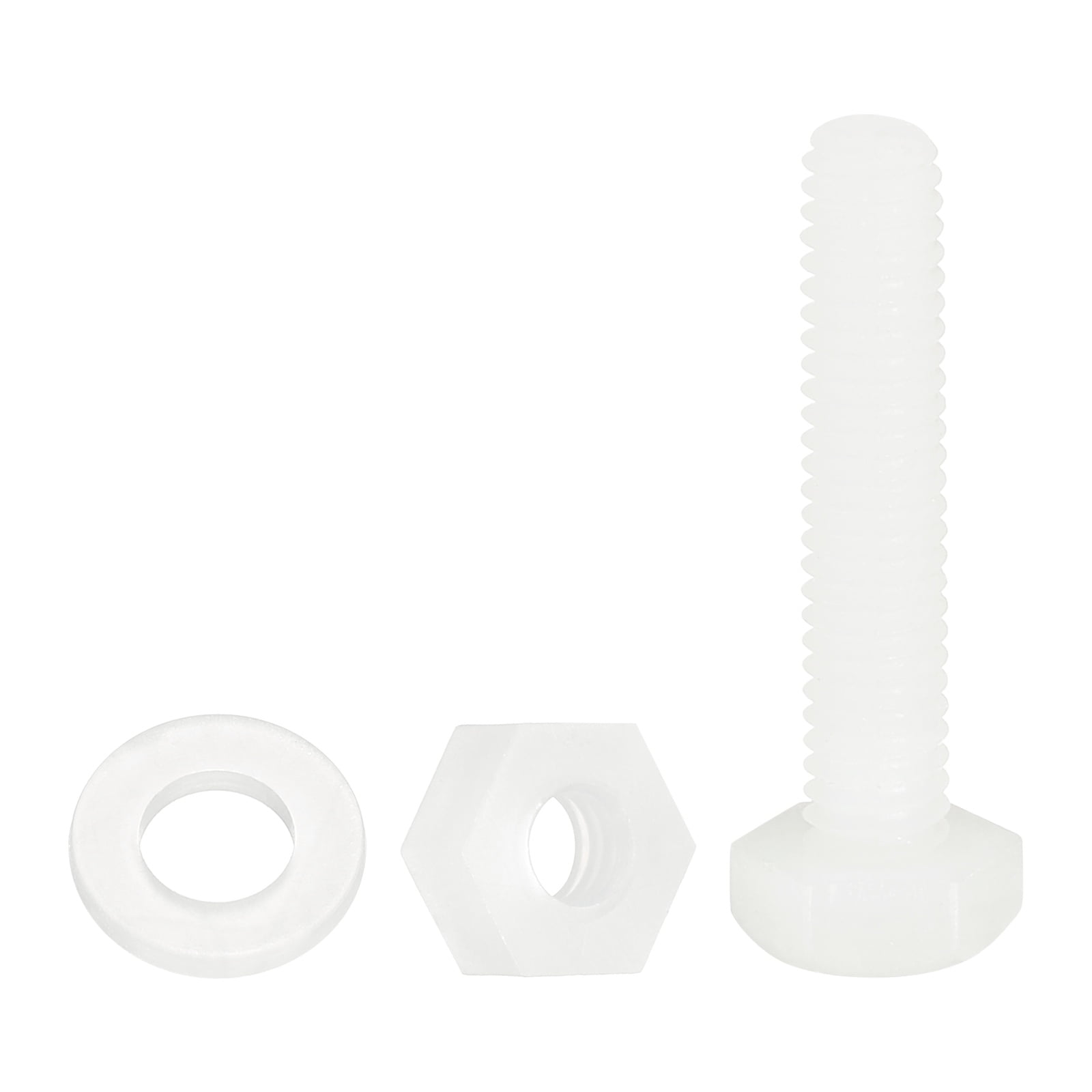 Uxcell 150 Pack/50 Sets Nylon Hex Bolts, M4 x 20mm Plastic Full ...