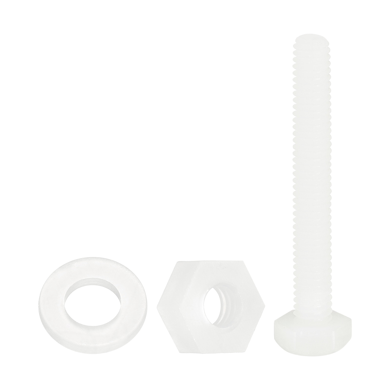 Uxcell 150 Pack/50 Sets Nylon Hex Bolts, M4 x 30mm Plastic Full ...