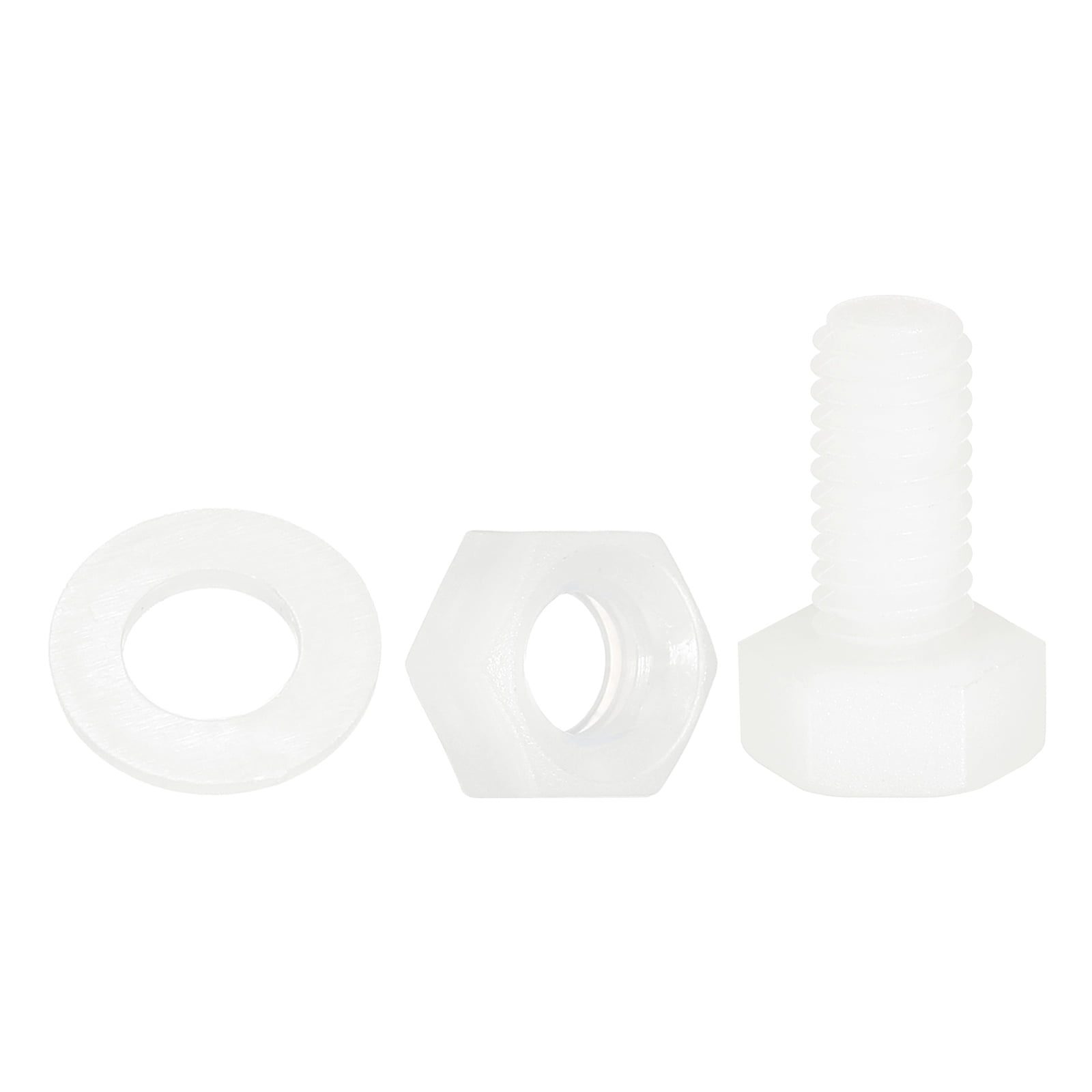 Uxcell 150 Pack/50 Sets Nylon Hex Bolts, M5 x 10mm Plastic Full ...