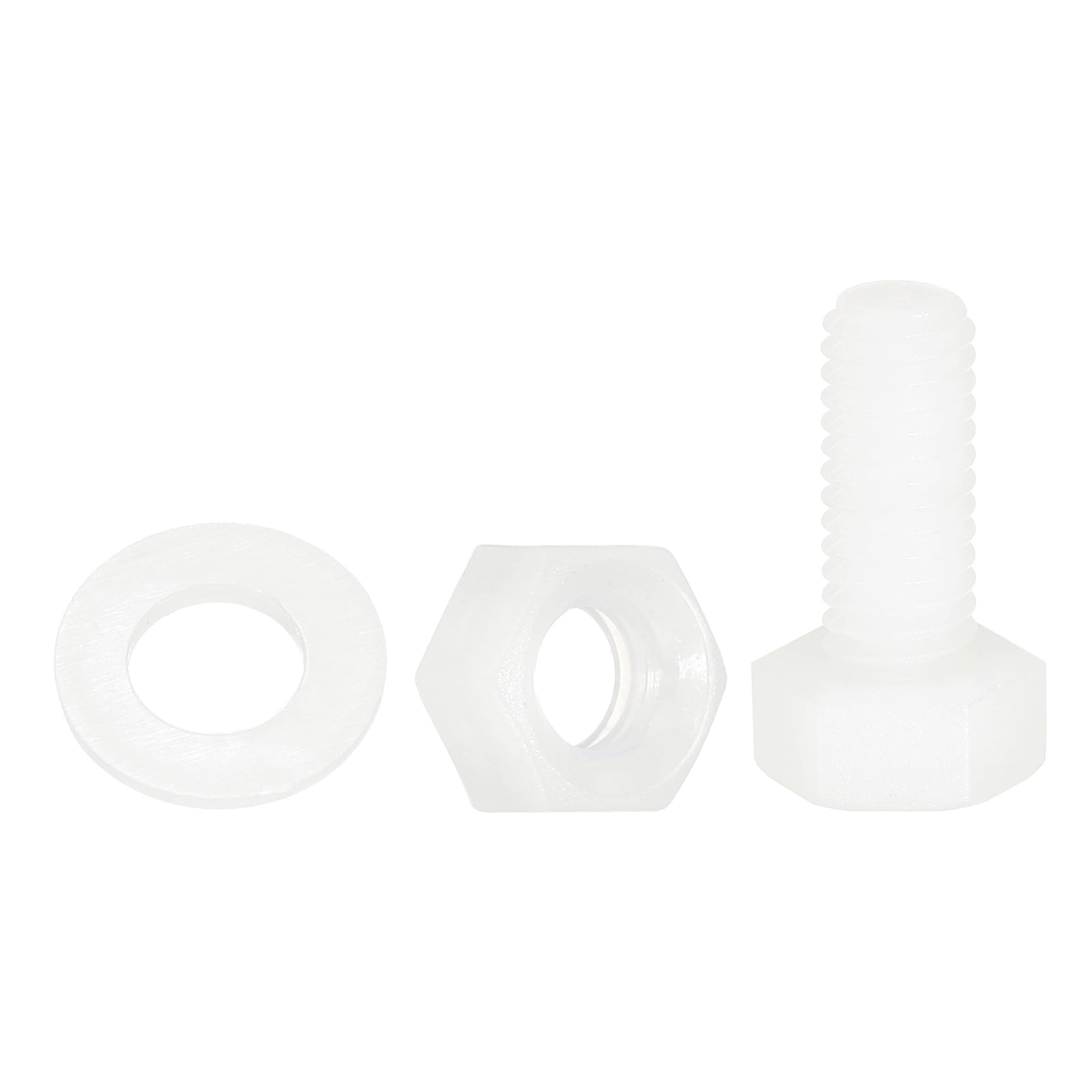 Uxcell 150 Pack/50 Sets Nylon Hex Bolts, M5 x 12mm Plastic Full ...