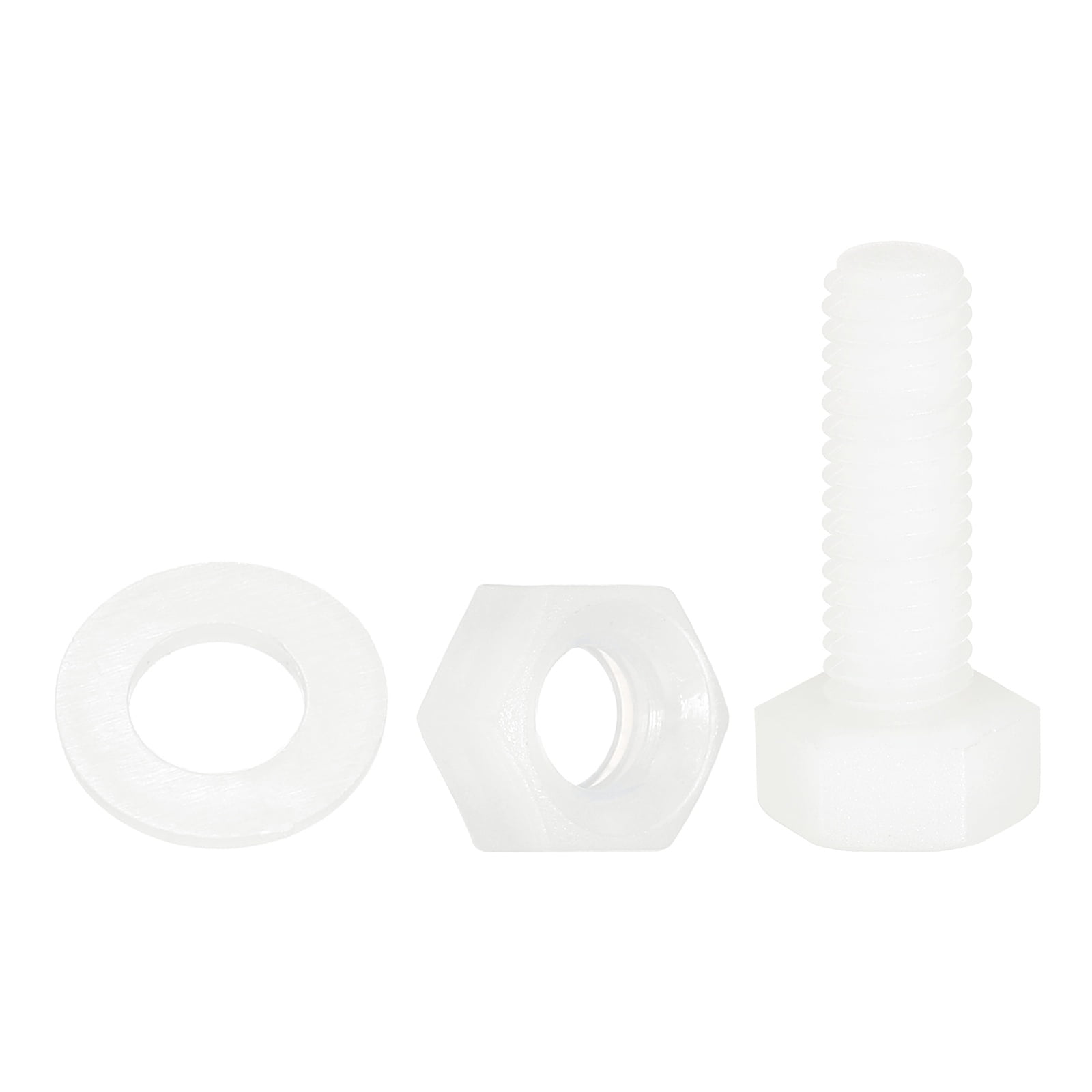 Uxcell 150 Pack/50 Sets Nylon Hex Bolts, M5 x 15mm Plastic Full ...