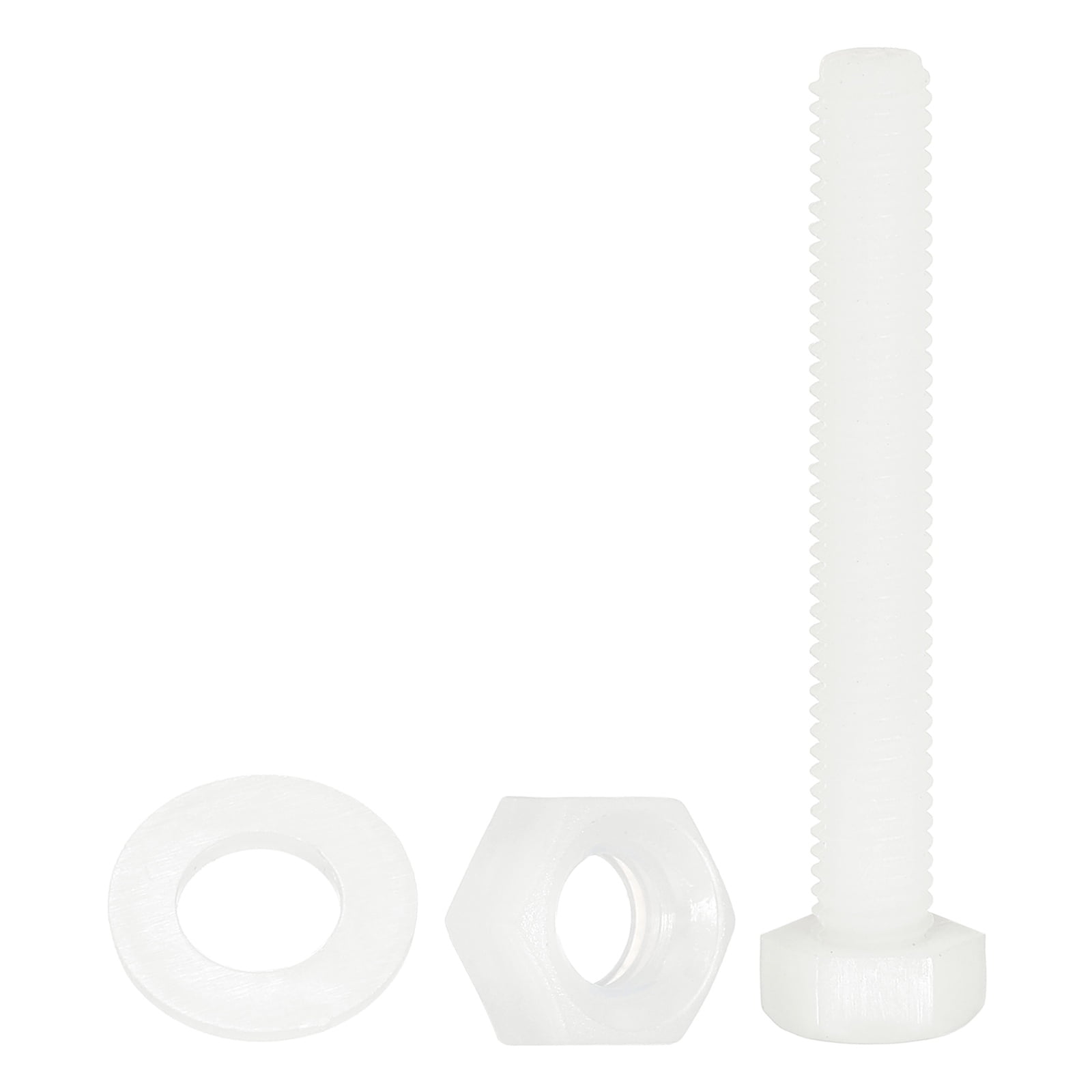 Uxcell 150 Pack/50 Sets Nylon Hex Bolts, M5 x 35mm Plastic Full ...