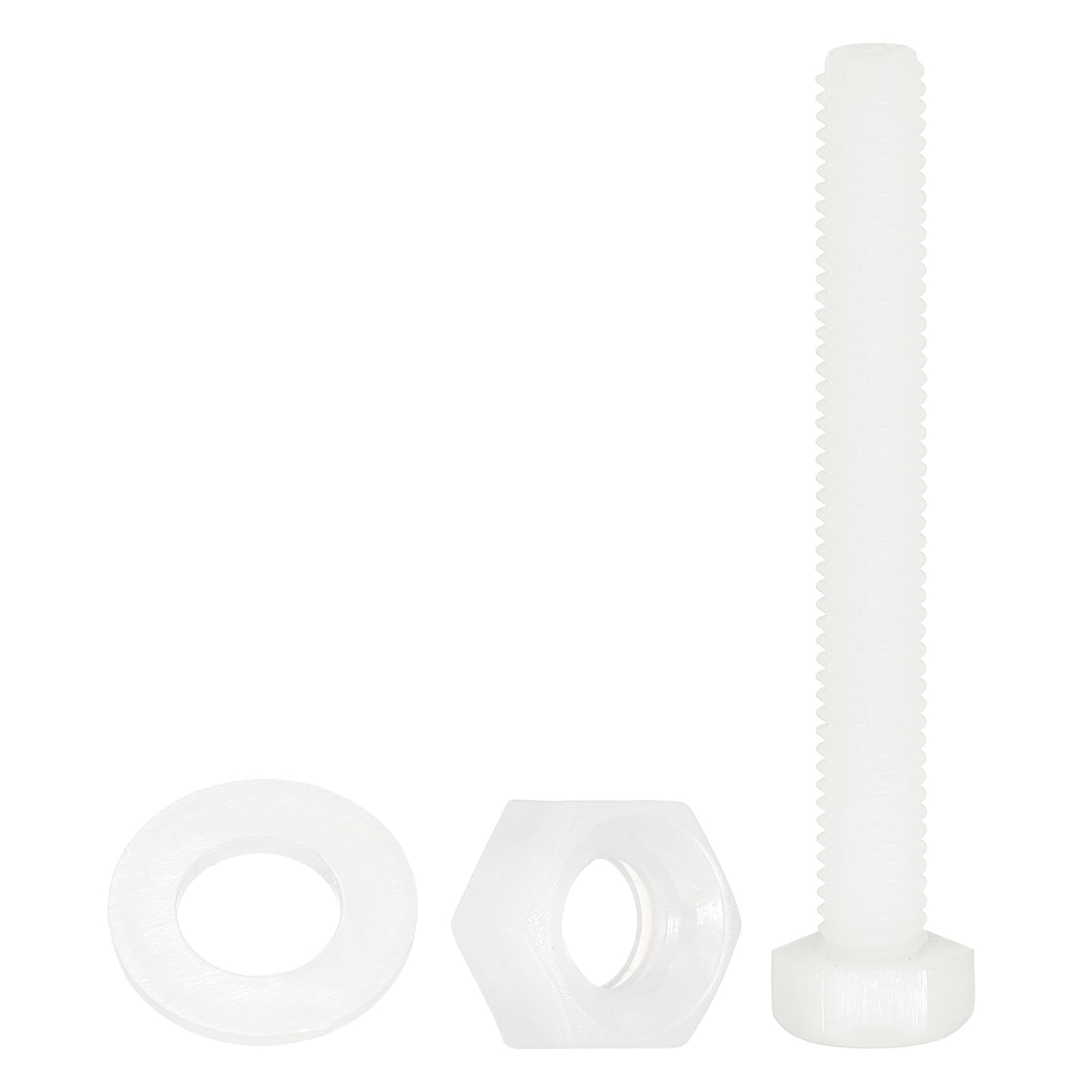 Uxcell 150 Pack/50 Sets Nylon Hex Bolts, M5 x 40mm Plastic Full ...