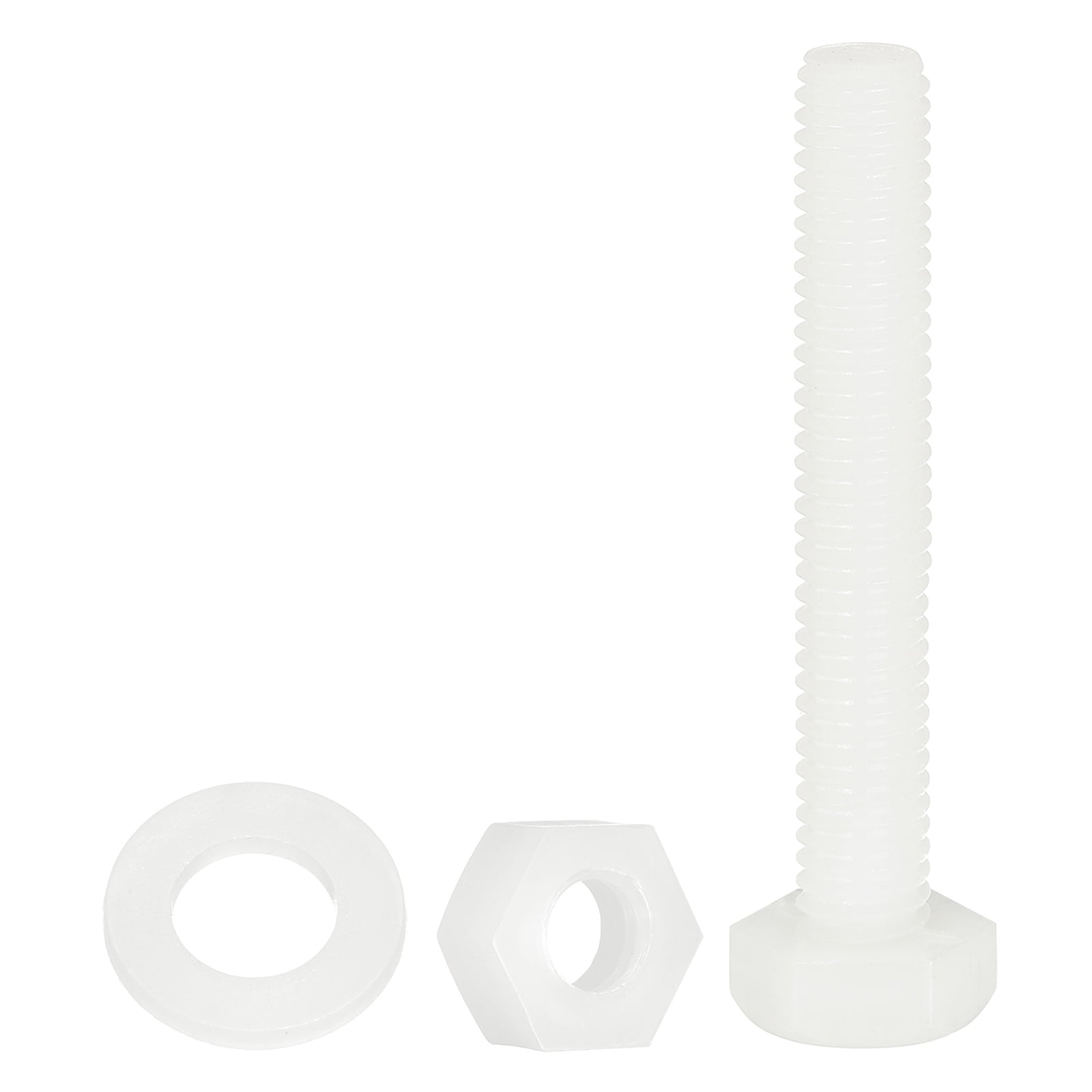 Uxcell 150 Pack/50 Sets Nylon Hex Bolts, M6 x 40mm Plastic Full ...