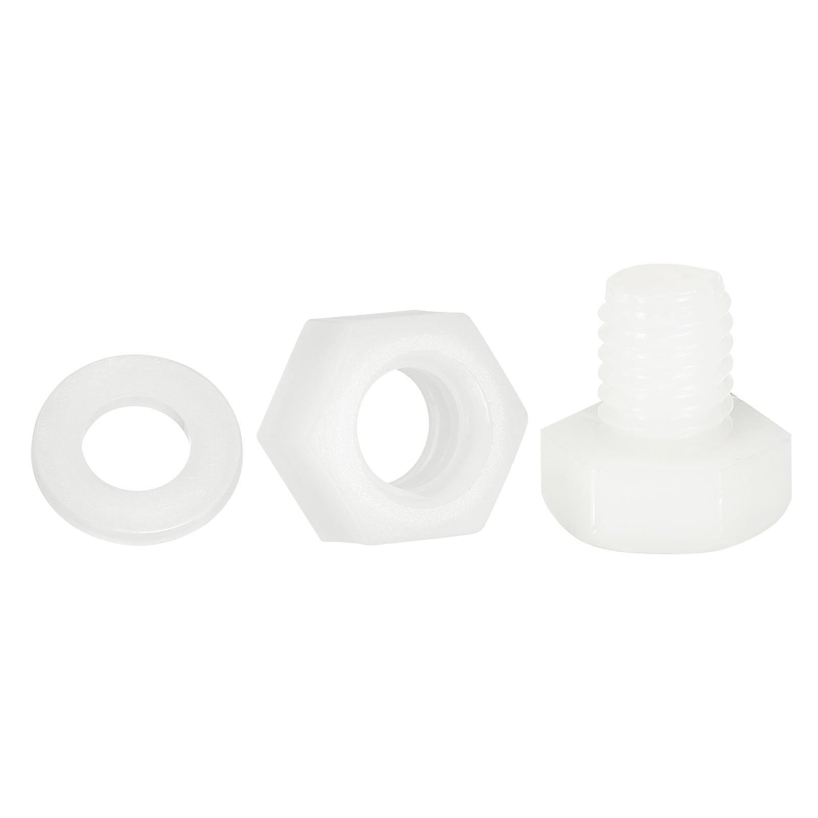 Uxcell 150 Pack/50 Sets Nylon Hex Bolts, M8 x 10mm Plastic Full ...