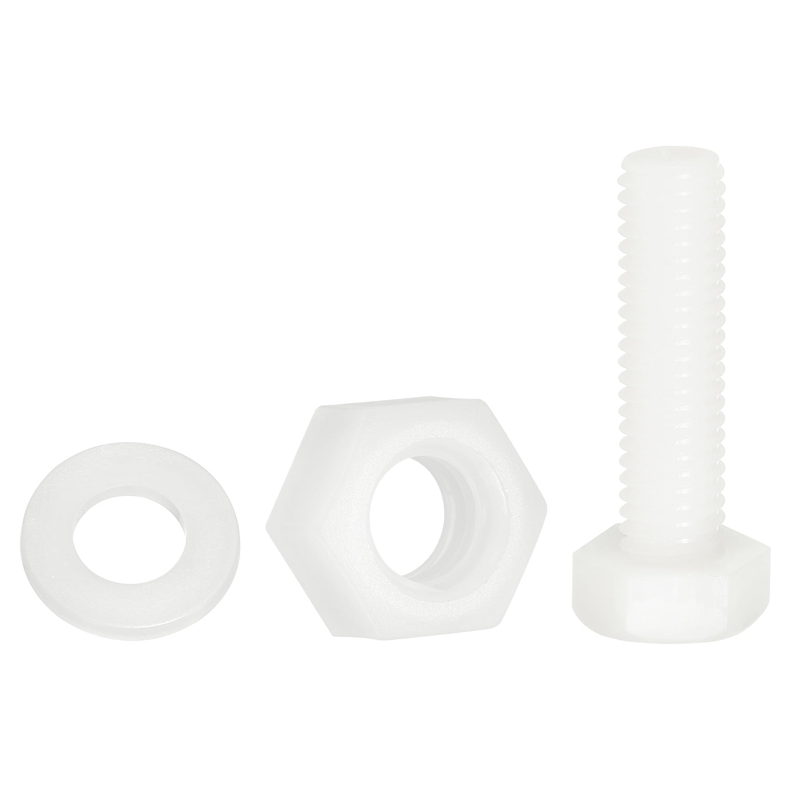 Uxcell 150 Pack/50 Sets Nylon Hex Bolts, M8 x 30mm Plastic Full ...
