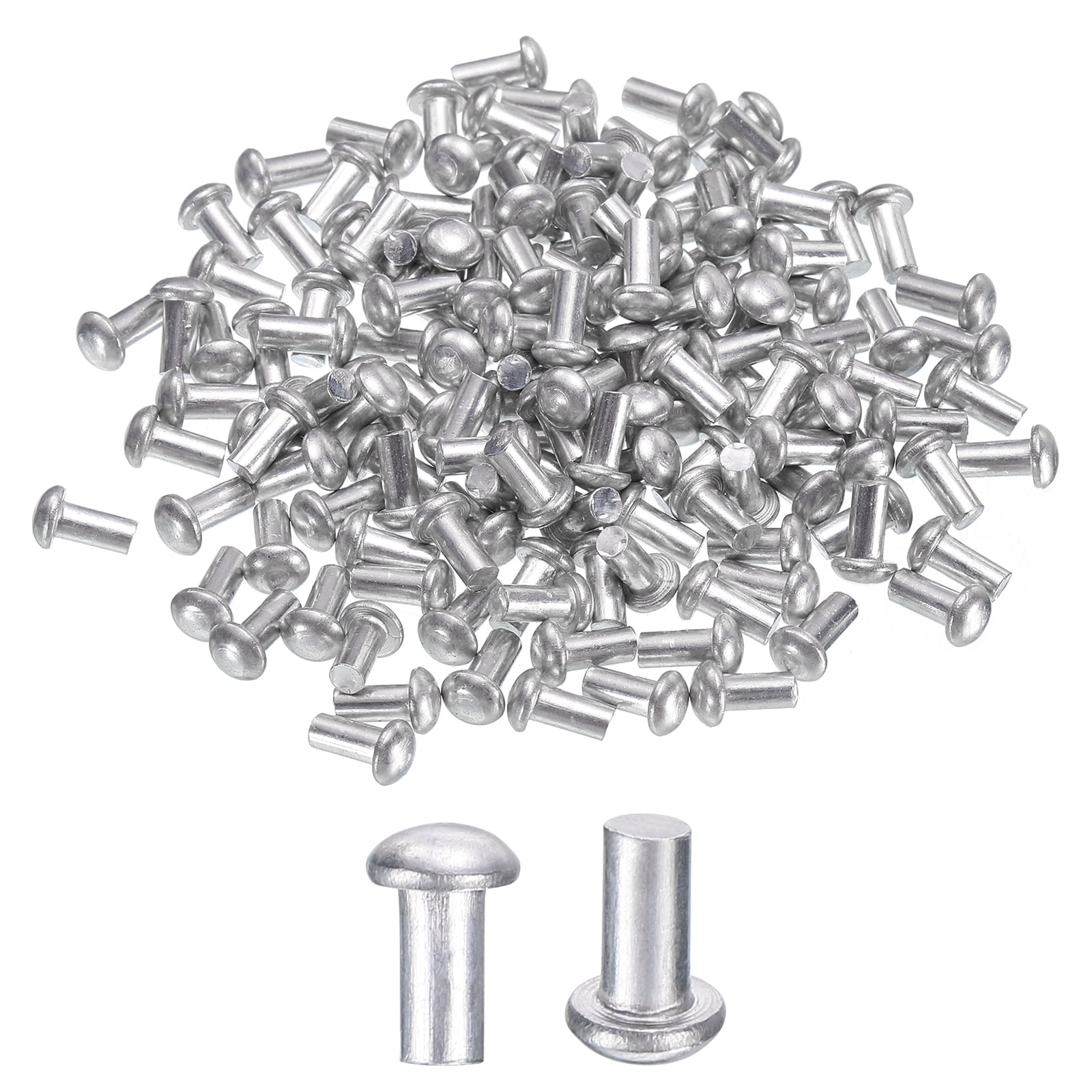 Uxcell 150 Pack Brazier Head Solid Aluminum Rivets, M3 Dia x 6mm Length ...