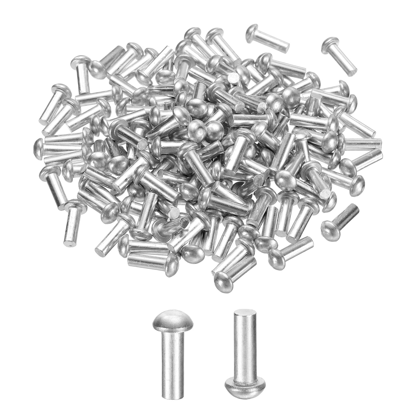 Uxcell 150 Pack Brazier Head Solid Aluminum Rivets, M4 Dia x 12mm ...