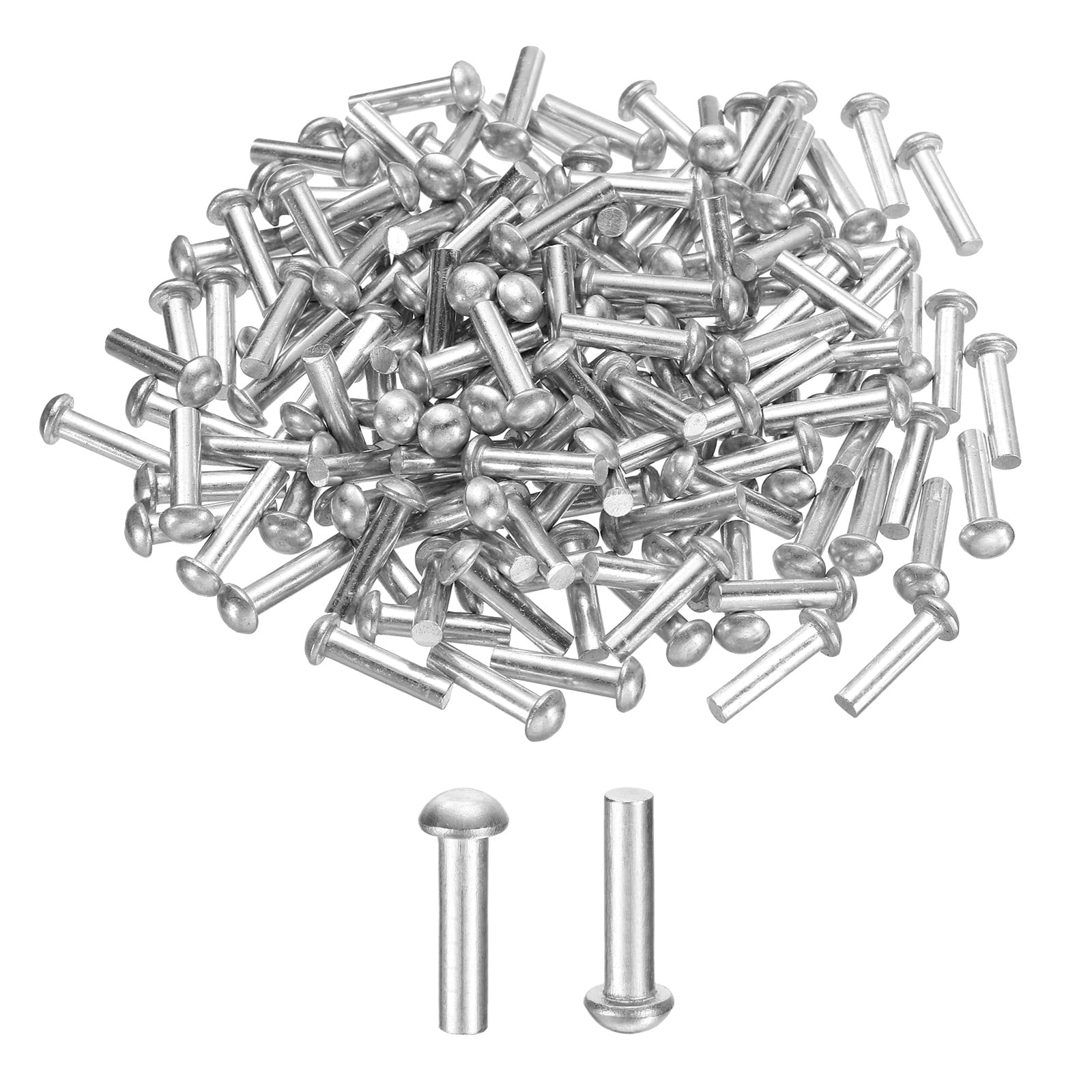 Uxcell 150 Pack Brazier Head Solid Aluminum Rivets, M4 Dia x 16mm ...
