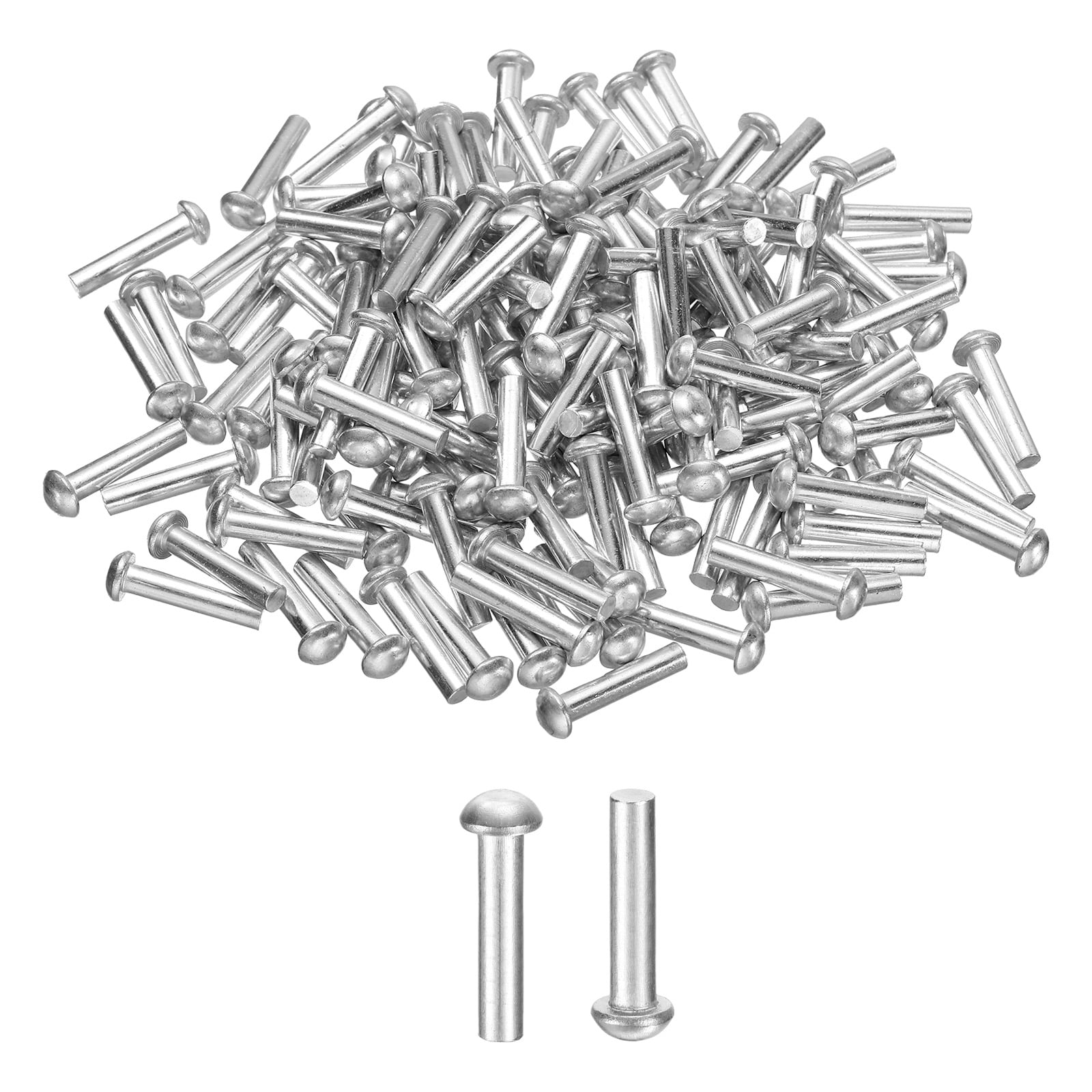Uxcell 150 Pack Brazier Head Solid Aluminum Rivets, M4 Dia x 18mm ...