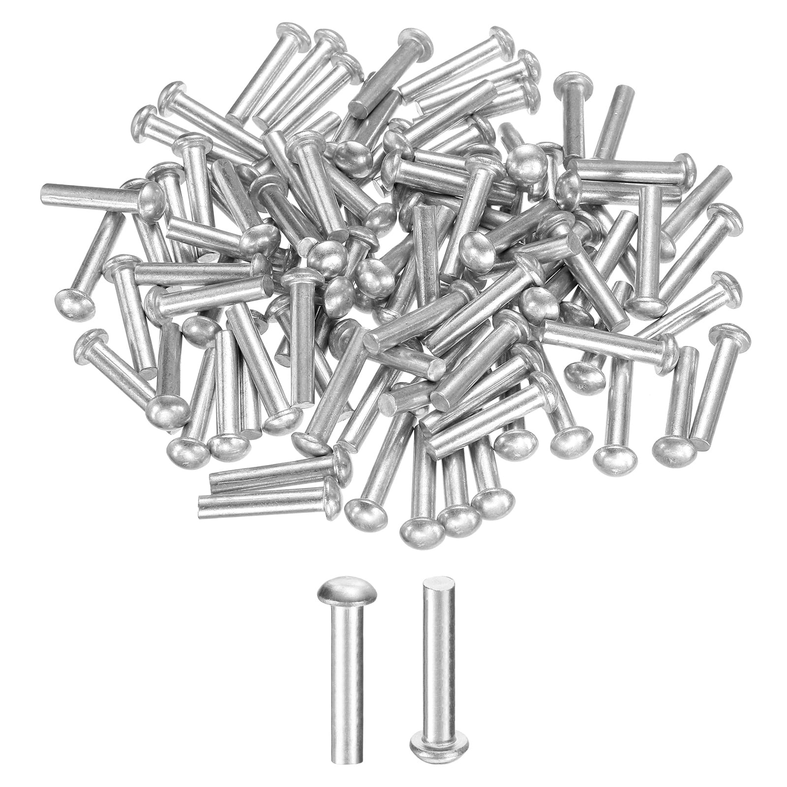Uxcell 150 Pack Brazier Head Solid Aluminum Rivets, M5 Dia x 25mm ...