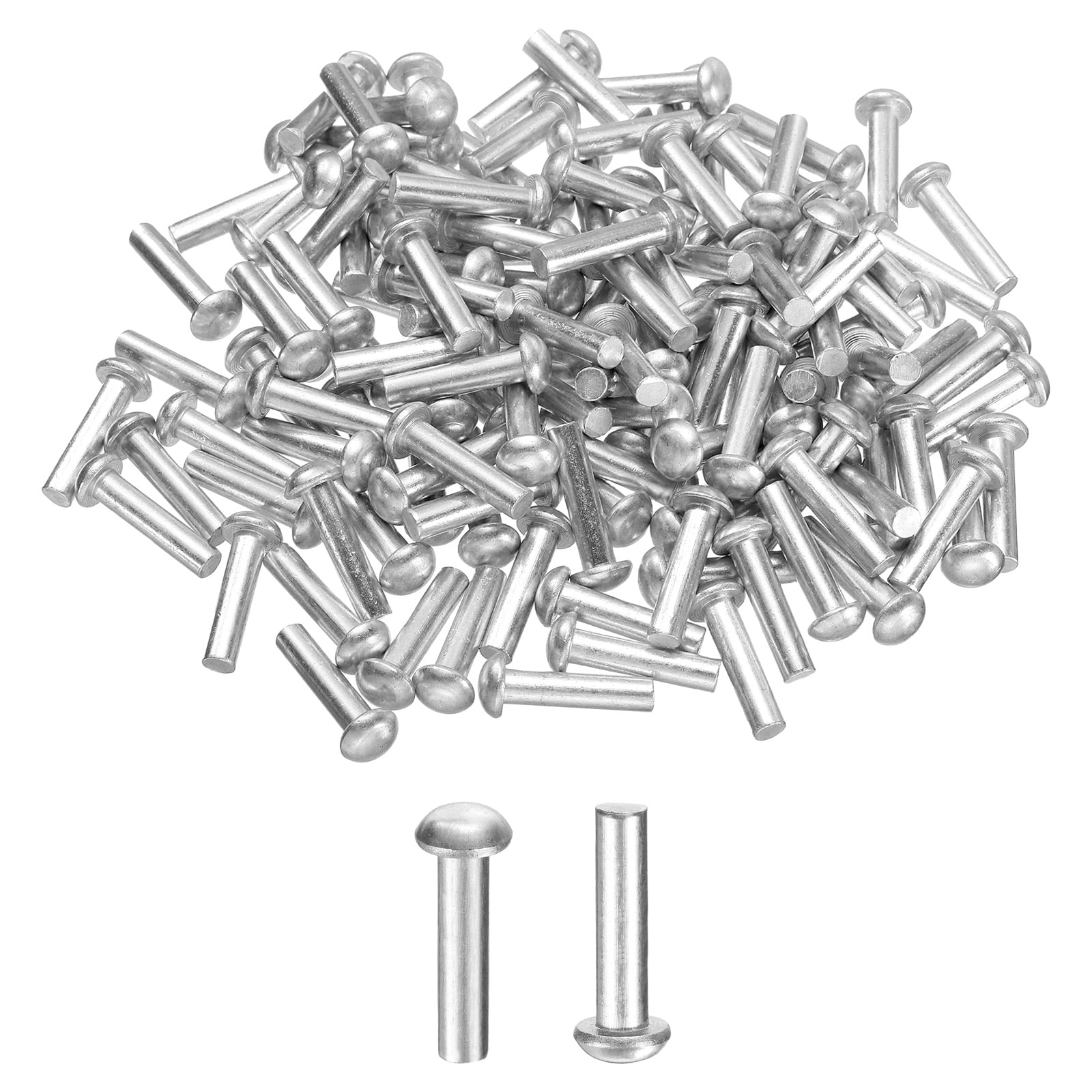 Uxcell 150 Pack Brazier Head Solid Aluminum Rivets, M6 Dia x 25mm ...