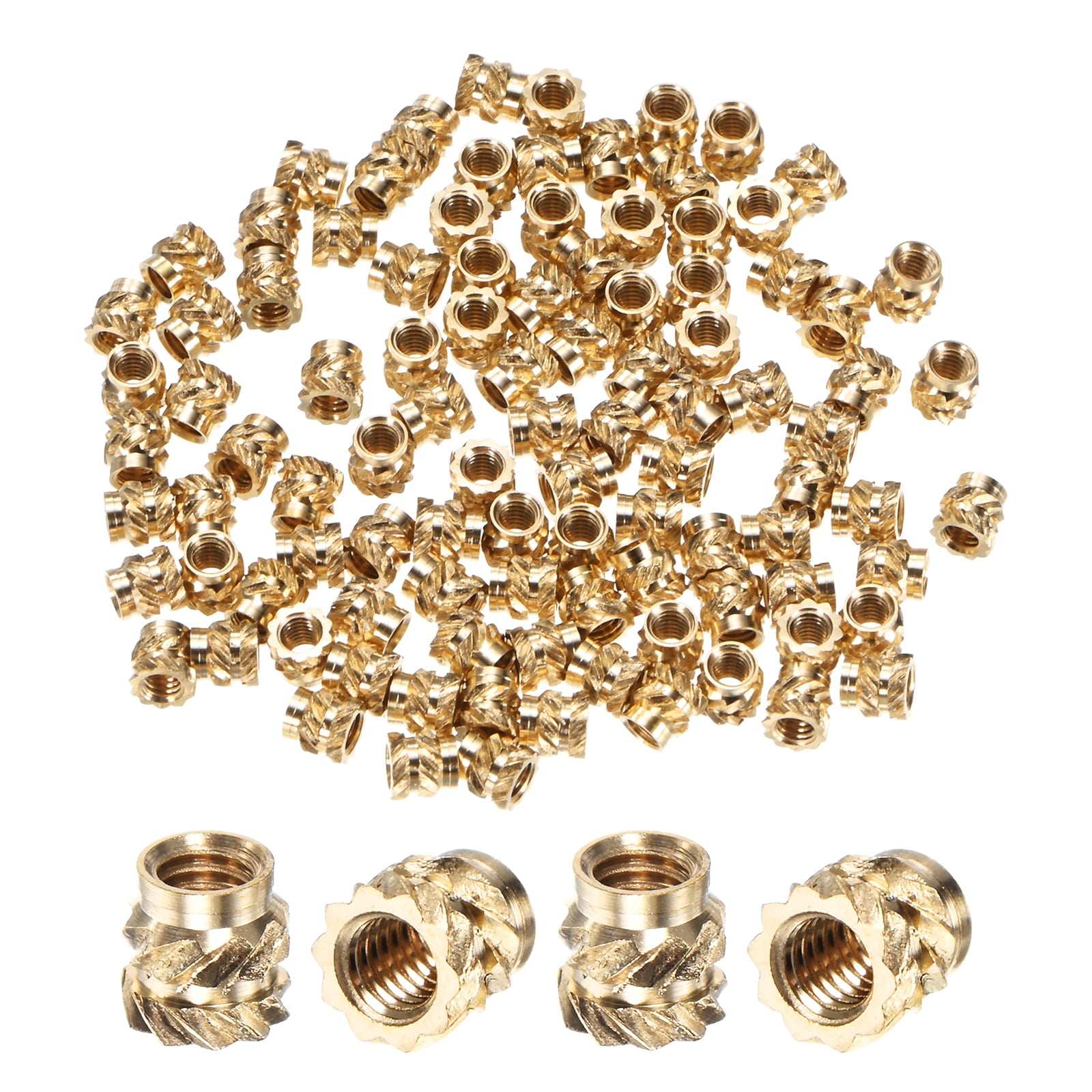 Uxcell 150-Pack Threaded Inserts, M2.5 x 4mm x 4mm Brass Knurled Insert ...