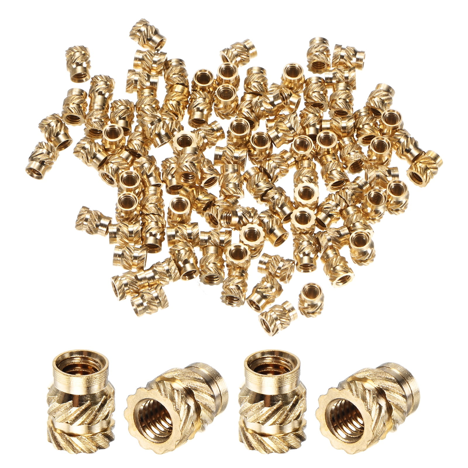 Uxcell 150-Pack Threaded Inserts, M2.5 x 5mm x 4mm Brass Knurled Insert ...