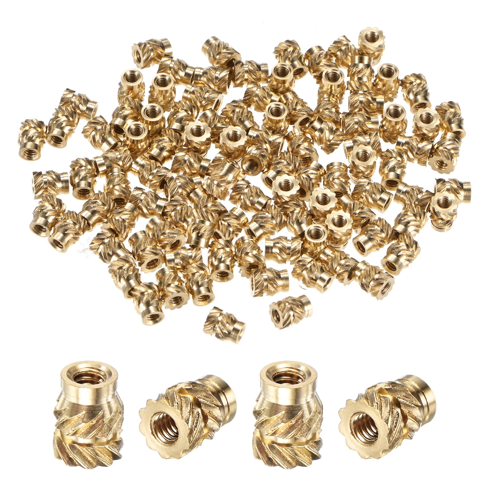 Uxcell 150-Pack Threaded Inserts, M2 x 5mm x 4mm Brass Knurled Insert ...