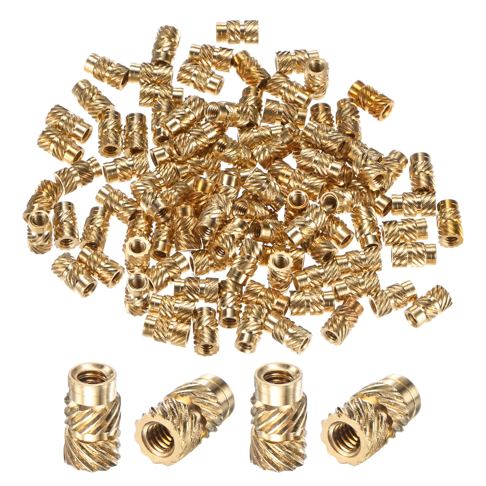 Uxcell 150-Pack Threaded Inserts, M2 x 6mm x 3.5mm Brass Knurled Insert ...