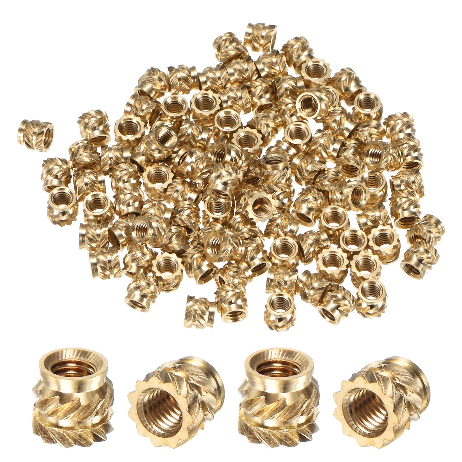 Uxcell 150-Pack Threaded Inserts, M3 x 4.5mm x 5mm Brass Knurled Insert ...