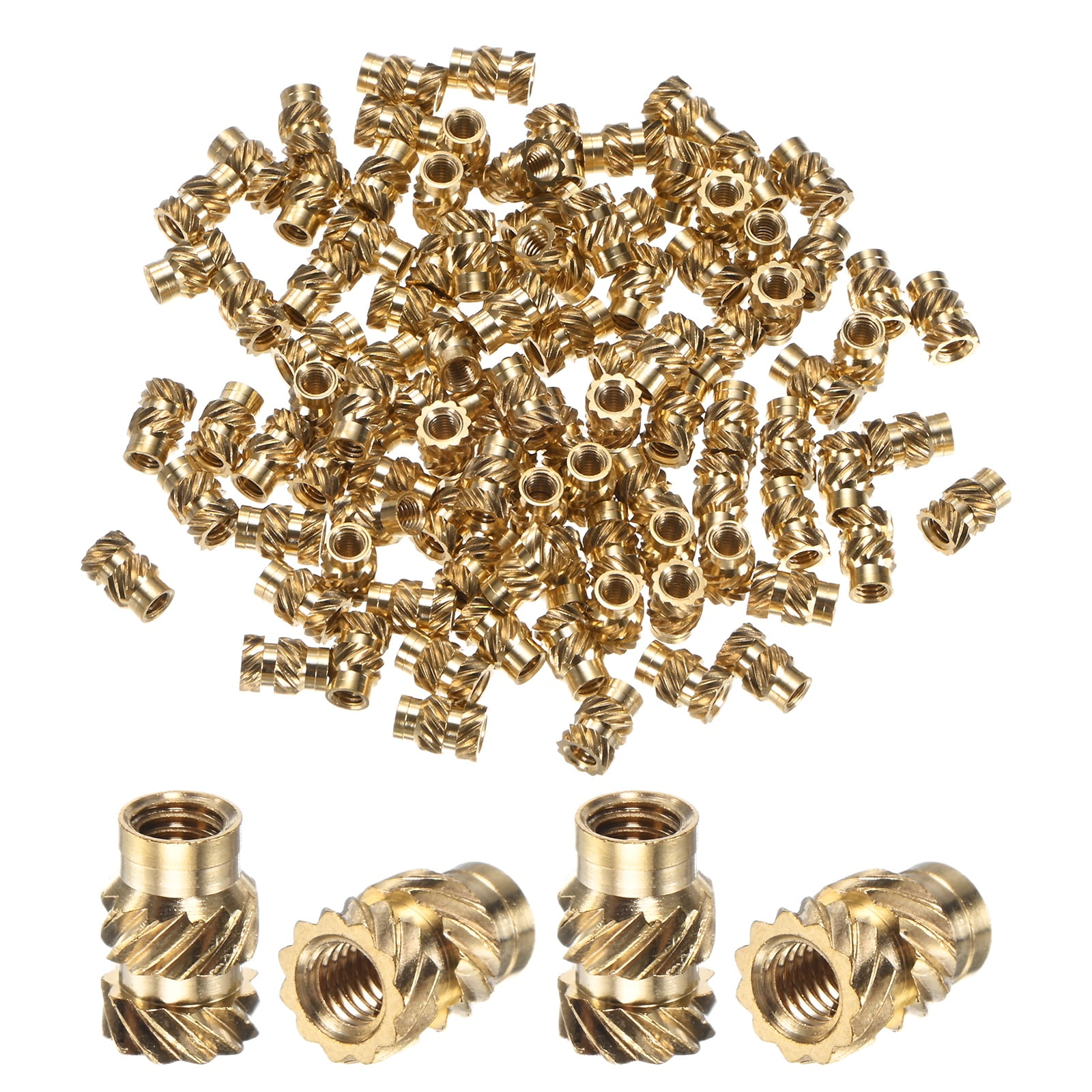 Uxcell 150-Pack Threaded Inserts, M3 x 7.5mm x 5mm Brass Knurled Insert ...