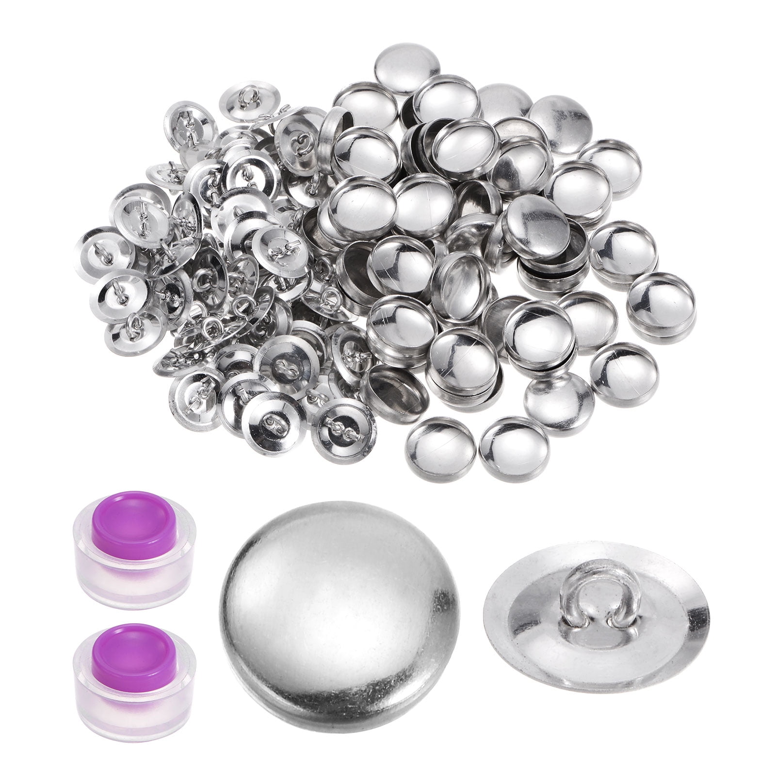Uxcell 150 Sets Self Cover Button Kit 15mm Aluminum Button, with 2 ...