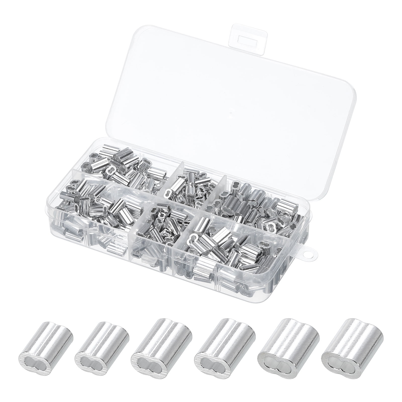 Uxcell 150PCS Aluminium Crimp Ferrules Crimping Loop Sleeve M1.2 M1.5 ...