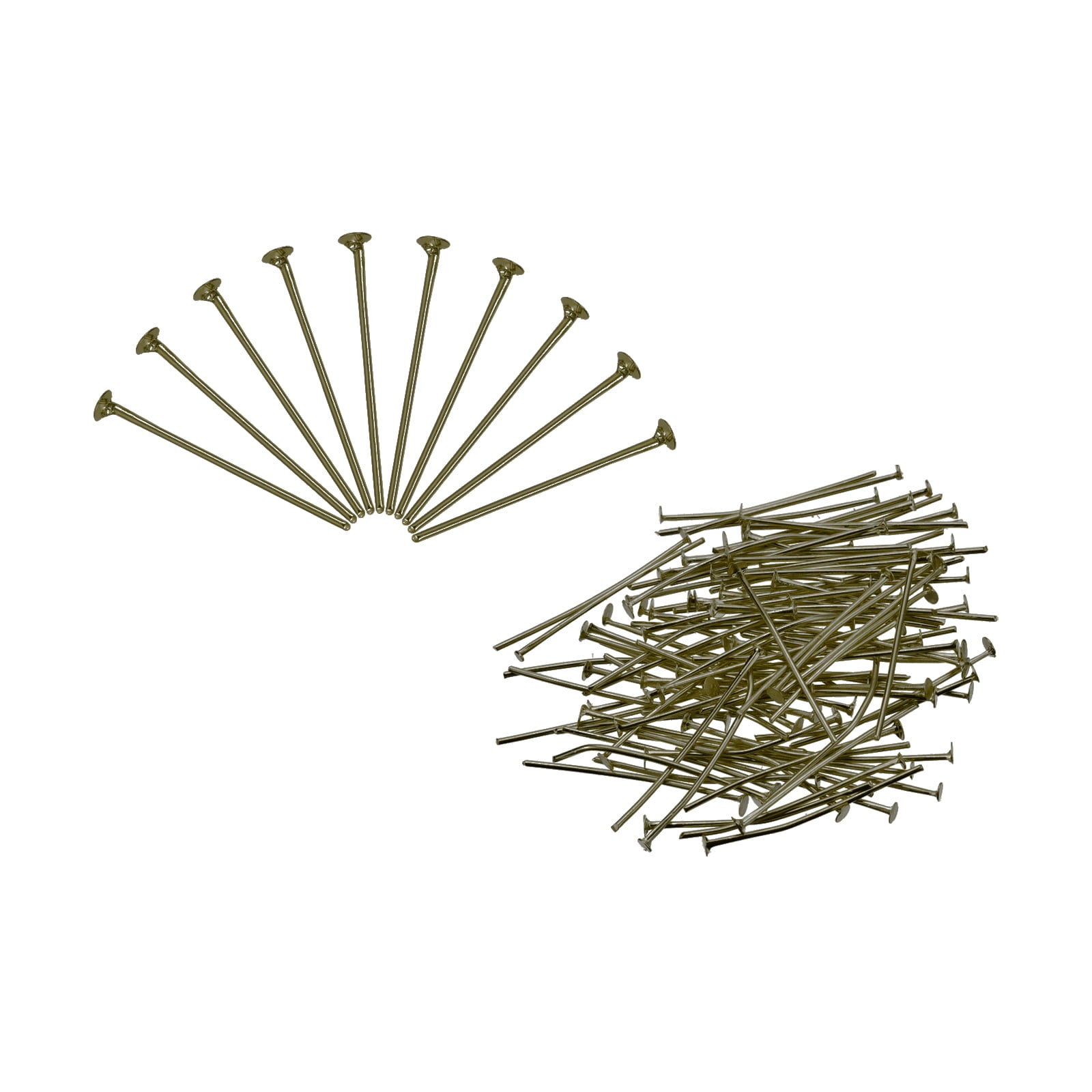 Uxcell 150Pcs Flat Head Pins for Jewelry Making 40mm Brass Flat Head Pins Jewelry Head Pins 20 ...