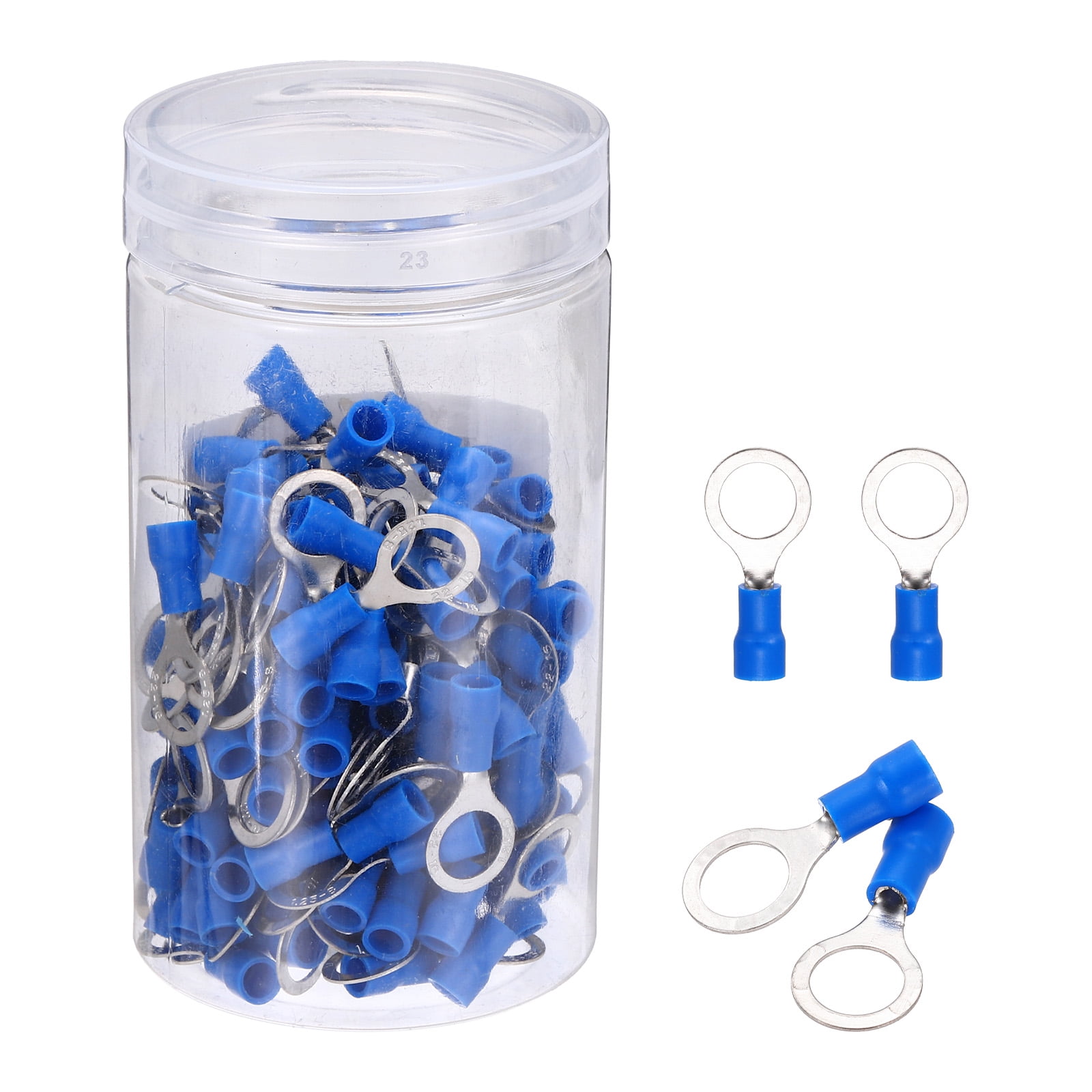 Uxcell 150Pcs Insulated Ring Terminal RV1.25-8 Battery Lugs 22-16AWG ...