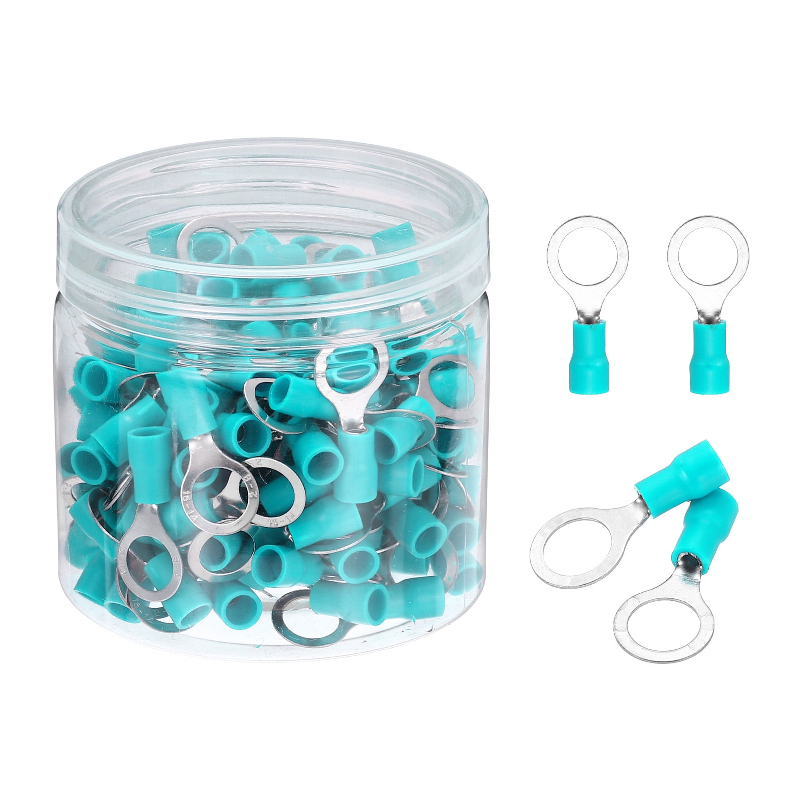 Uxcell 150Pcs Insulated Ring Terminal RV2-8 Battery Lugs 16-14AWG ...