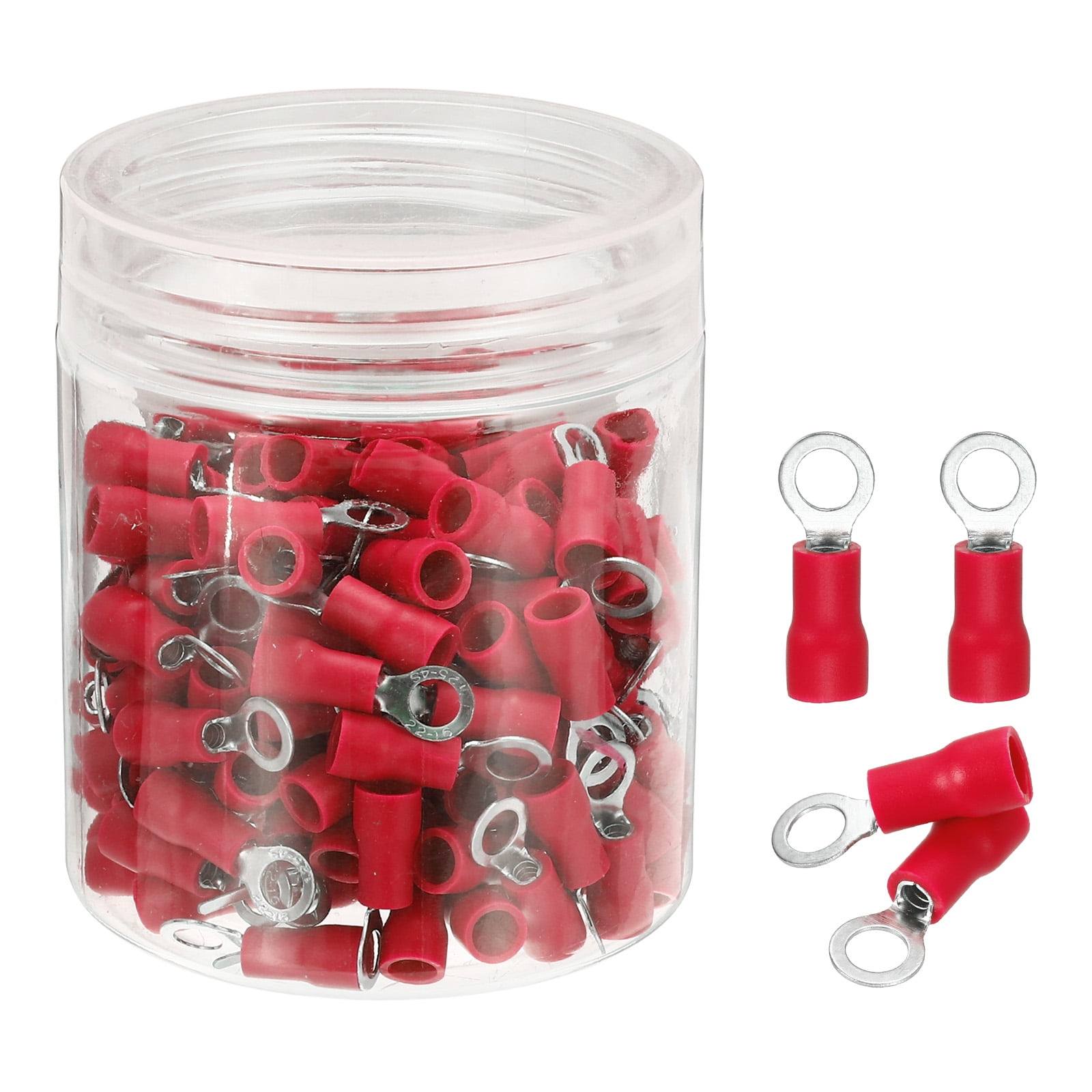 Uxcell 150Pcs Insulated Ring Terminal RVS1.25-4 Battery Lugs 22-16AWG ...