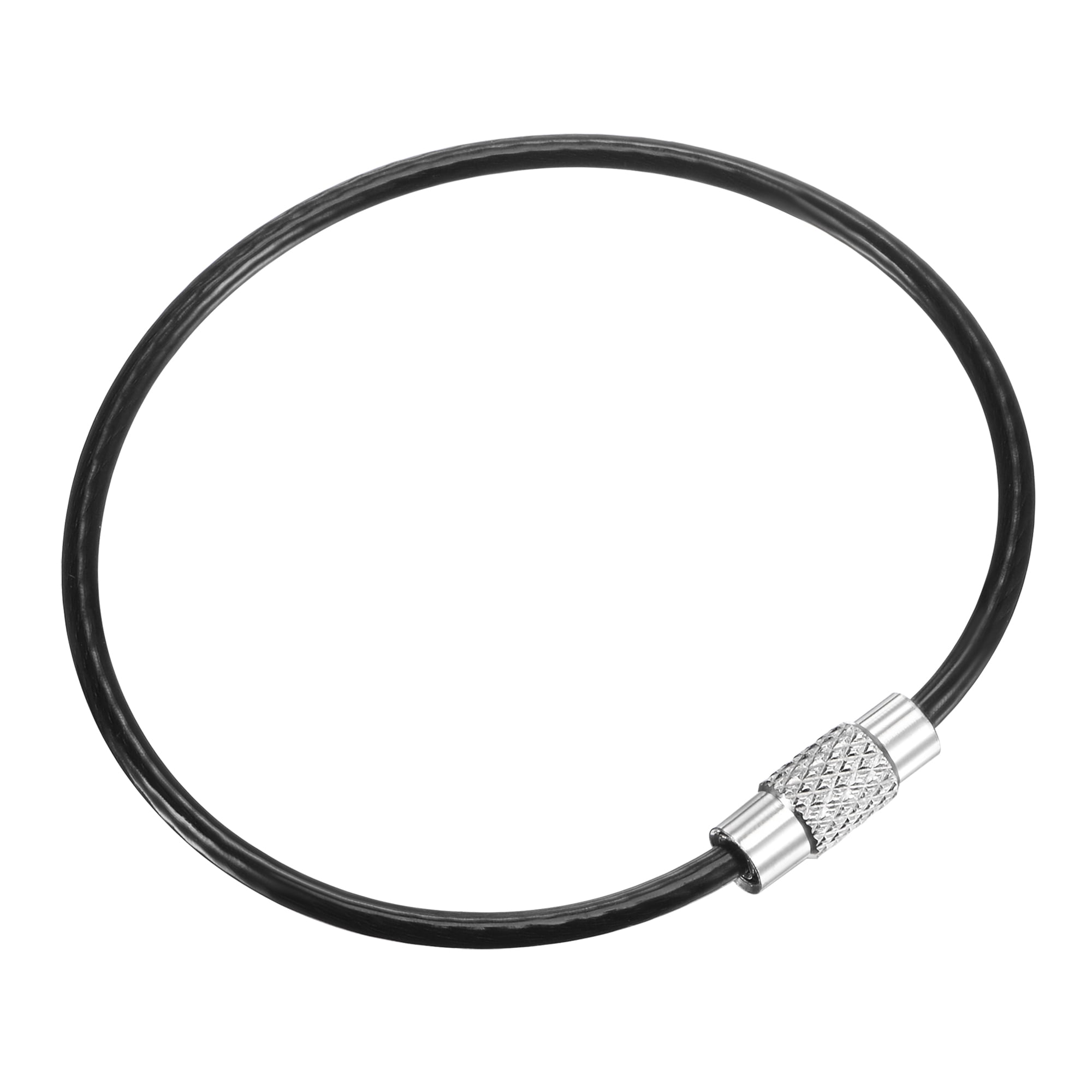 Uxcell 150mm Length Coated Stainless Steel Keyring Loop Cable Black 4 ...