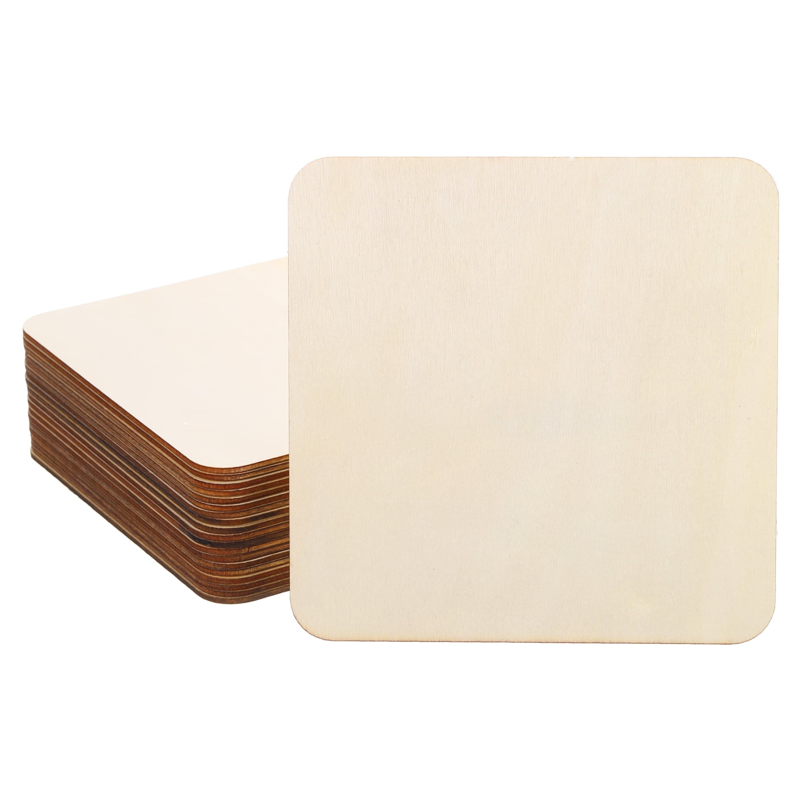 Uxcell 150mm Wood Pieces, 20 Pack Unfinished Square Wood Shapes Blank ...
