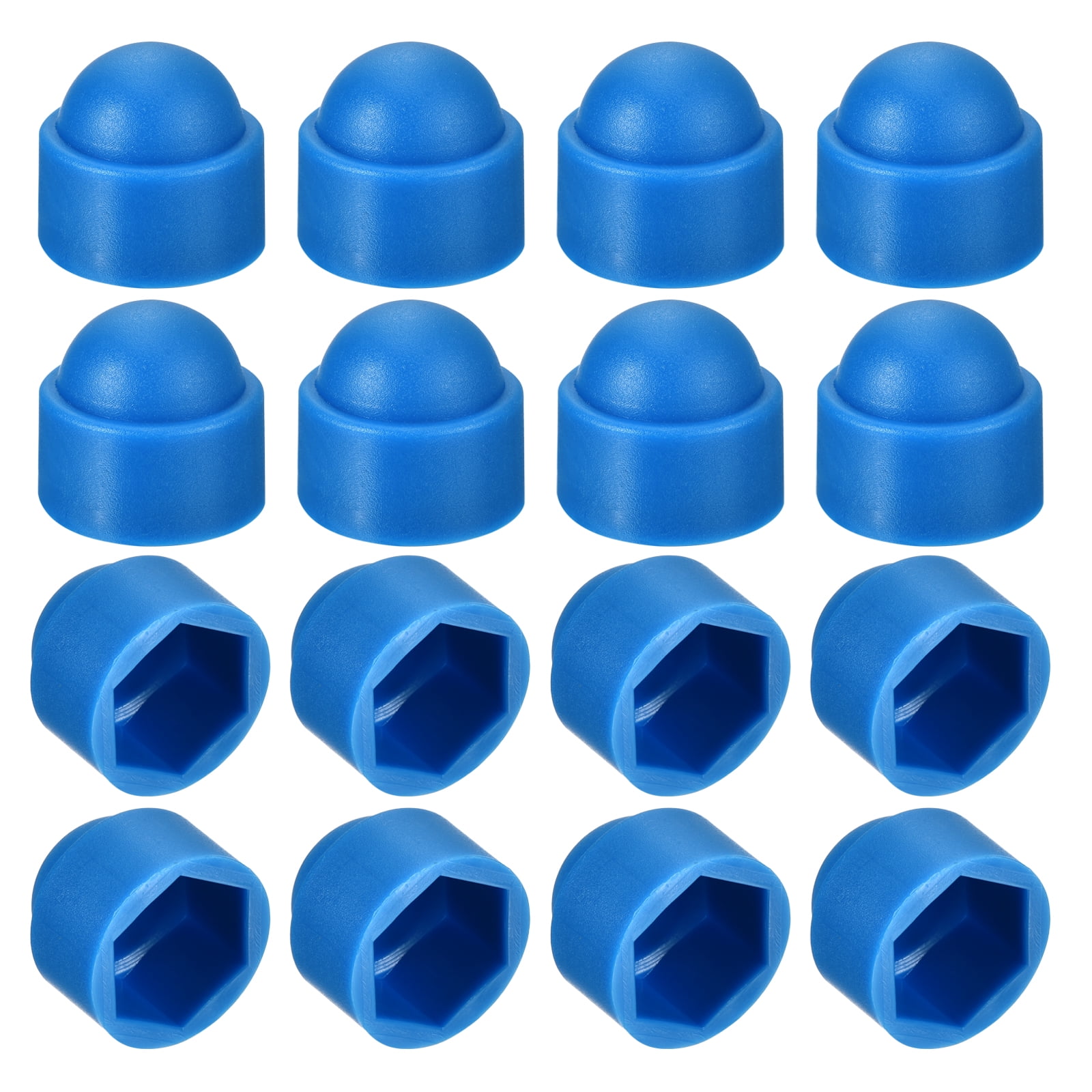 Uxcell 150pack Hex Nut Cover, M12 Blue Plastic Dome Nut Protection Cap ...
