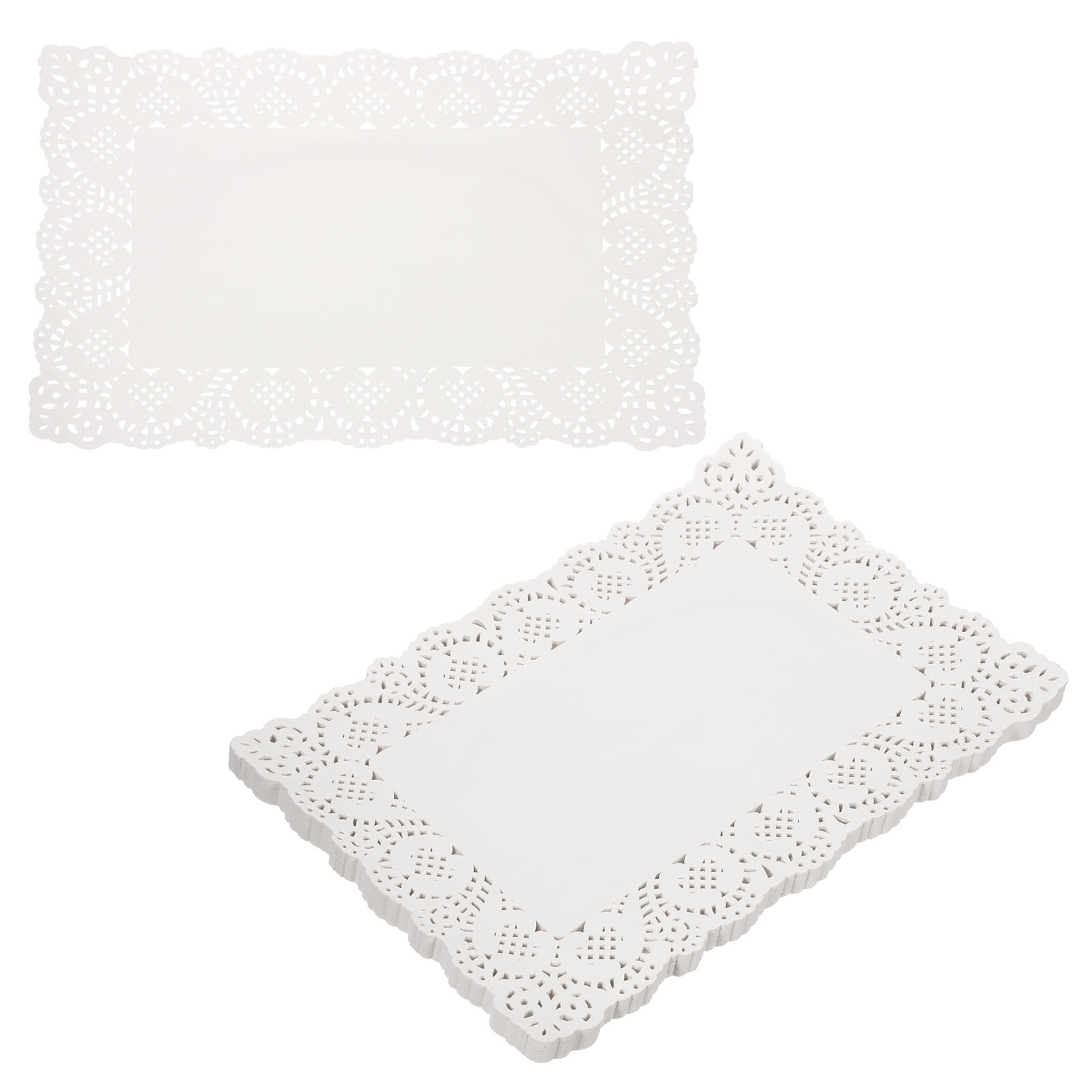 Uxcell 150pcs Lace Paper Doilies 13.8 x 9.8 Inch White Rectangle Disposable Decorative Paper ...