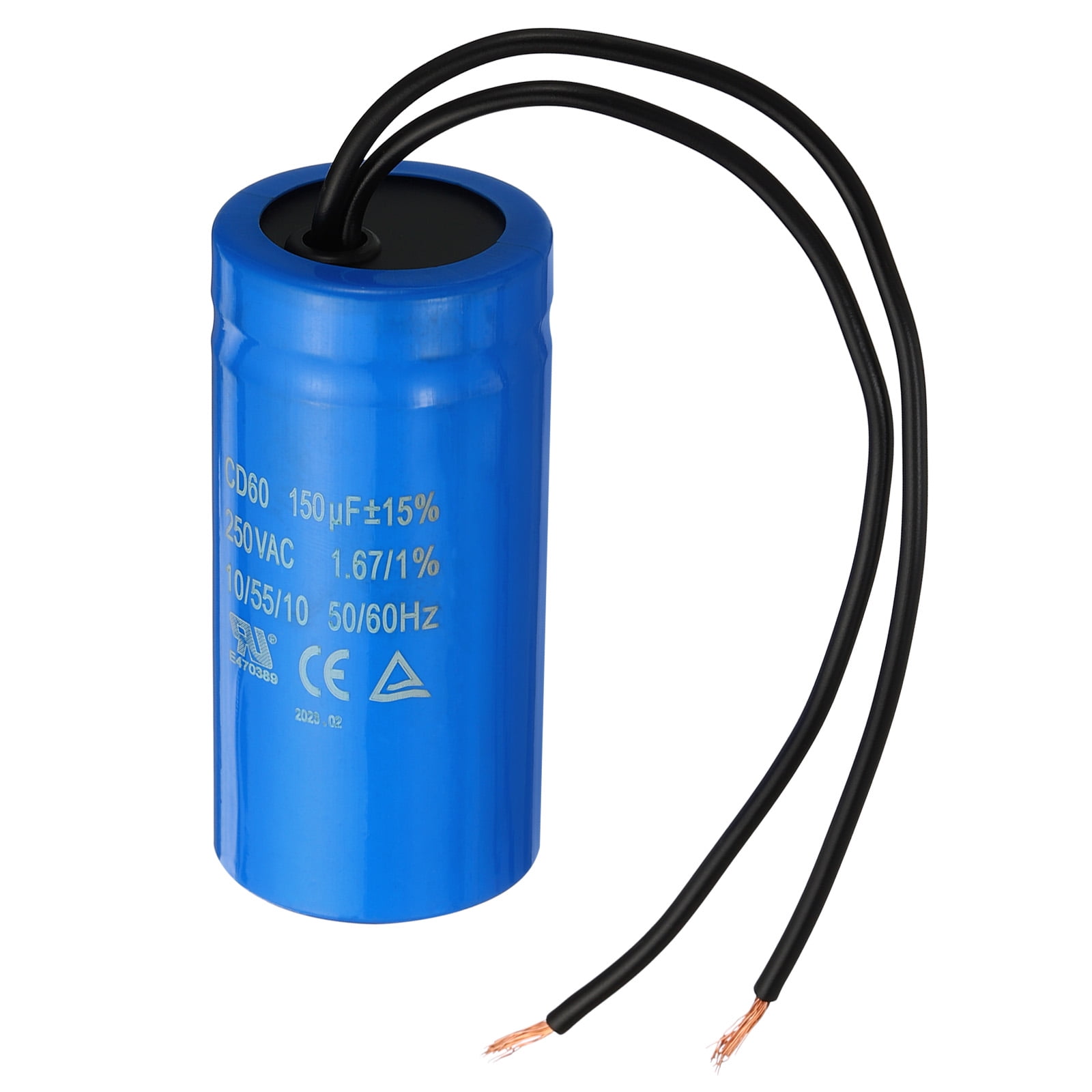 Uxcell 150uF 250VAC CD60 Run Capacitor 2 Wires 50/60Hz Motor Starting ...