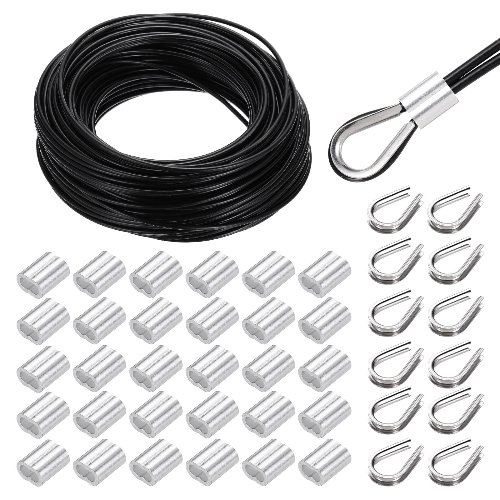 Uxcell 151FT Stainless Steel Cable Railing Kit, 1/8" Vinyl Coated 7x7 ...