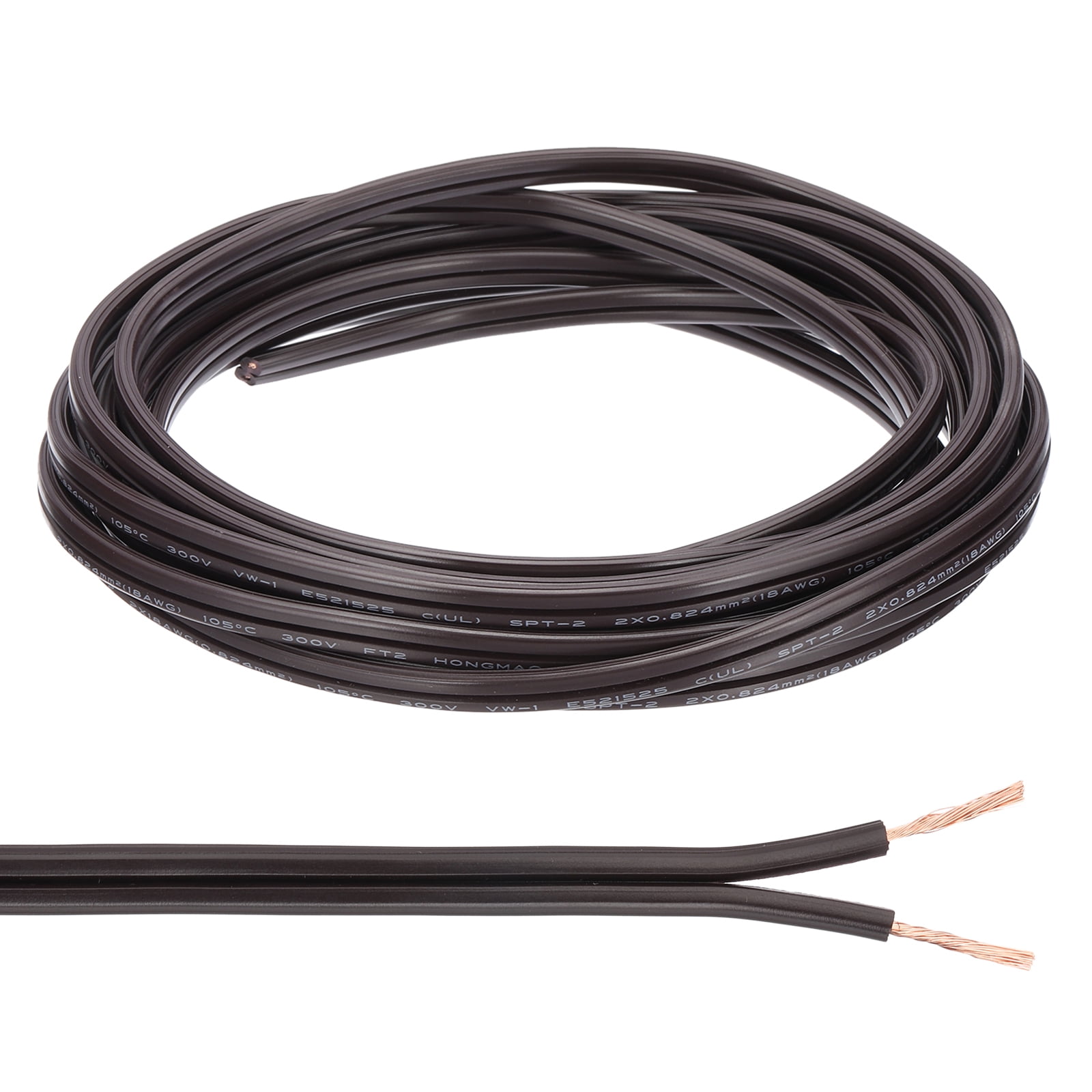 Uxcell 15Ft 18/2 PVC Covered Wire, 300V SPT-2 Lamp Cord Insulated Heat Resistant Electronical ...