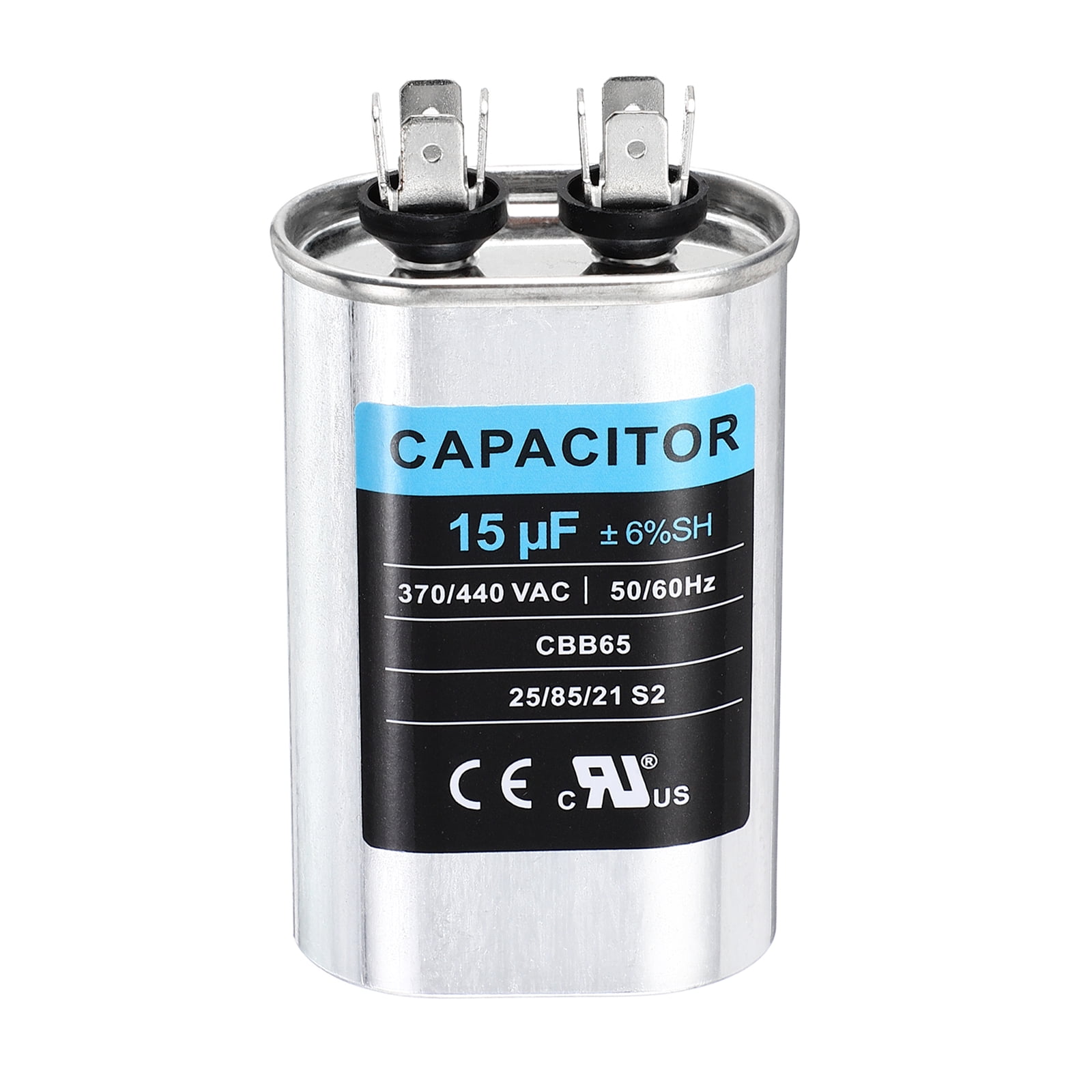 Uxcell 15MFD CBB65 Run Start Capacitor 15uF, 370/440V Oval AC Capacitor for AC Motor Run, HVAC ...
