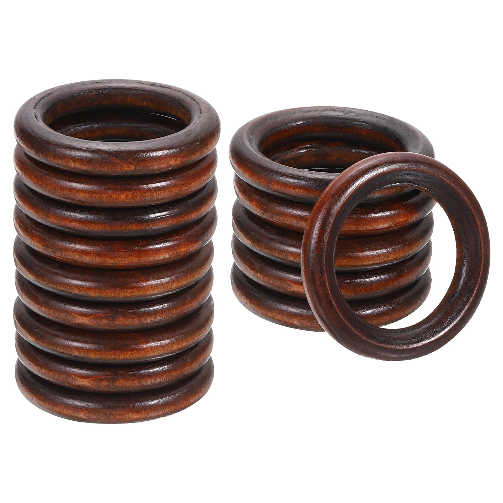 Uxcell 15Pack 50mm Natural Wood Rings, 8mm Thick Solid Wooden Circles ...