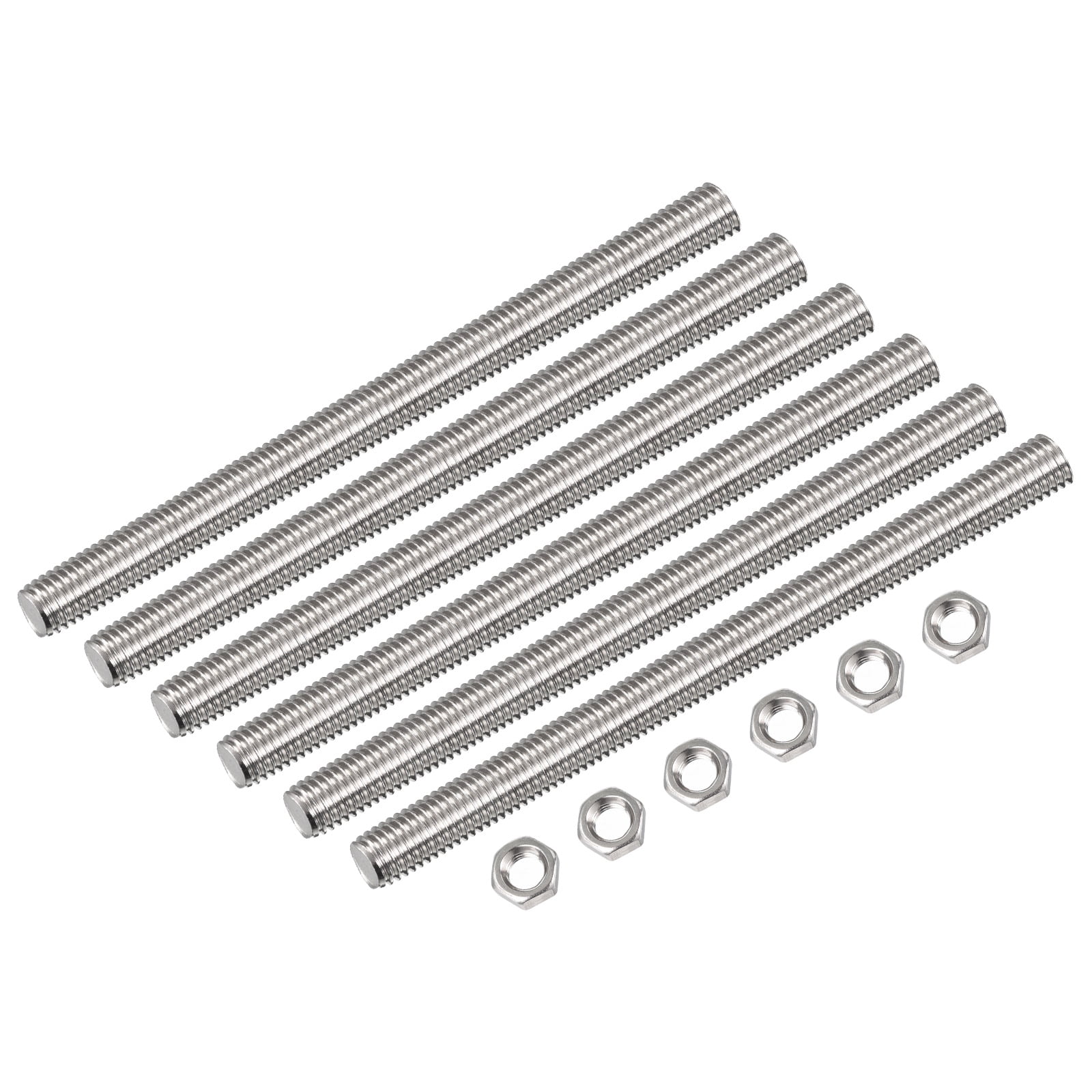 Uxcell 15Pack M12 x 250mm Fully Threaded Rod w 15Pack Hex Nuts, 1.75mm ...