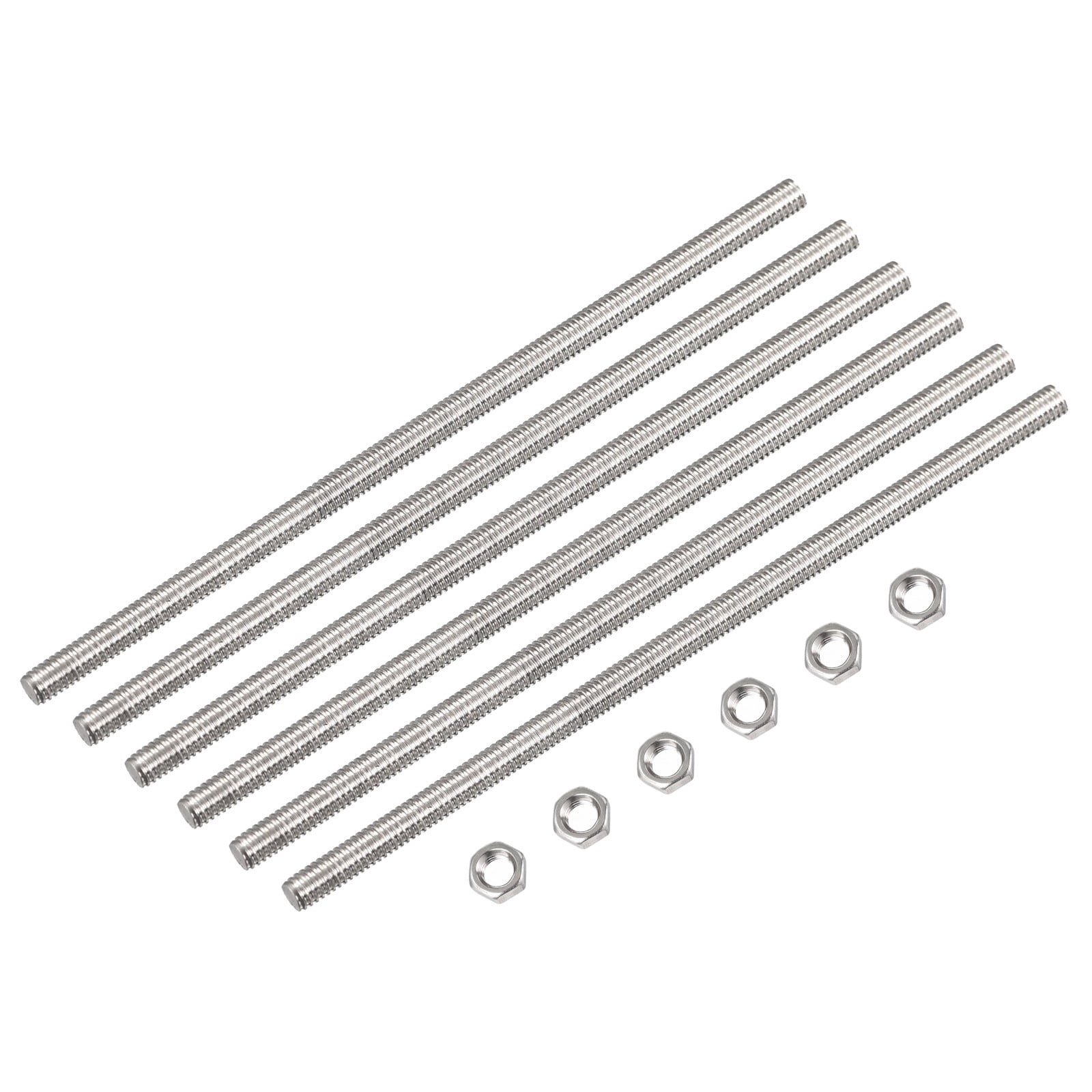 Uxcell 15Pack M3 x 400mm Fully Threaded Rod w 15Pack Hex Nuts, 0.5mm ...