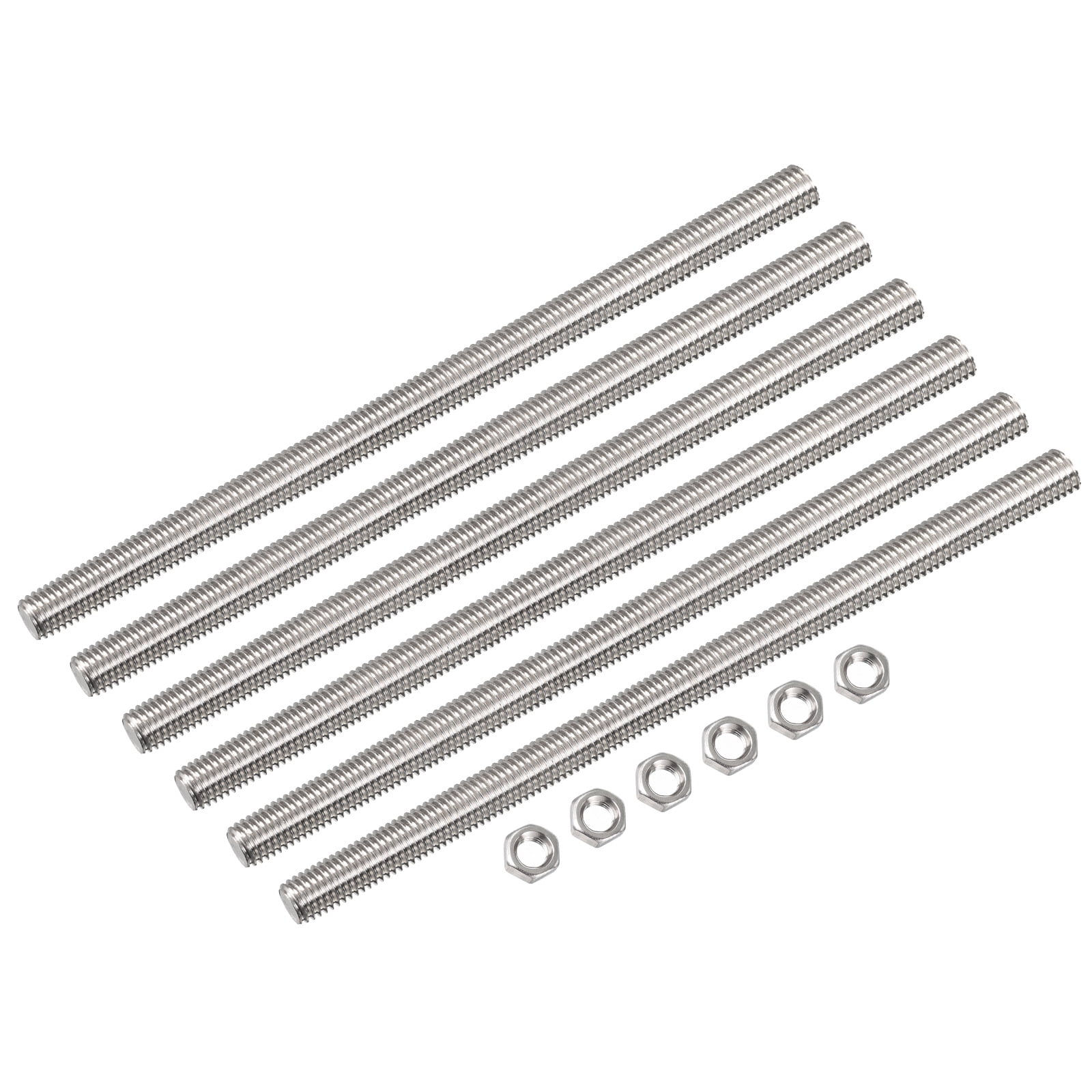 Uxcell 15Pack M8 x 250mm Fully Threaded Rod w 15Pack Hex Nuts, 1.25mm ...
