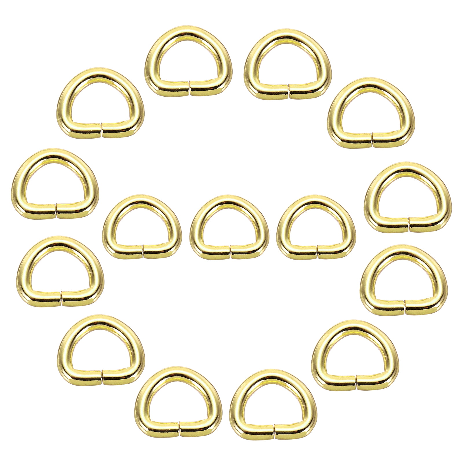 Uxcell 15Pcs 0.5 x 0.4 Inch Metal D Rings, Light Gold Welded Rings ...