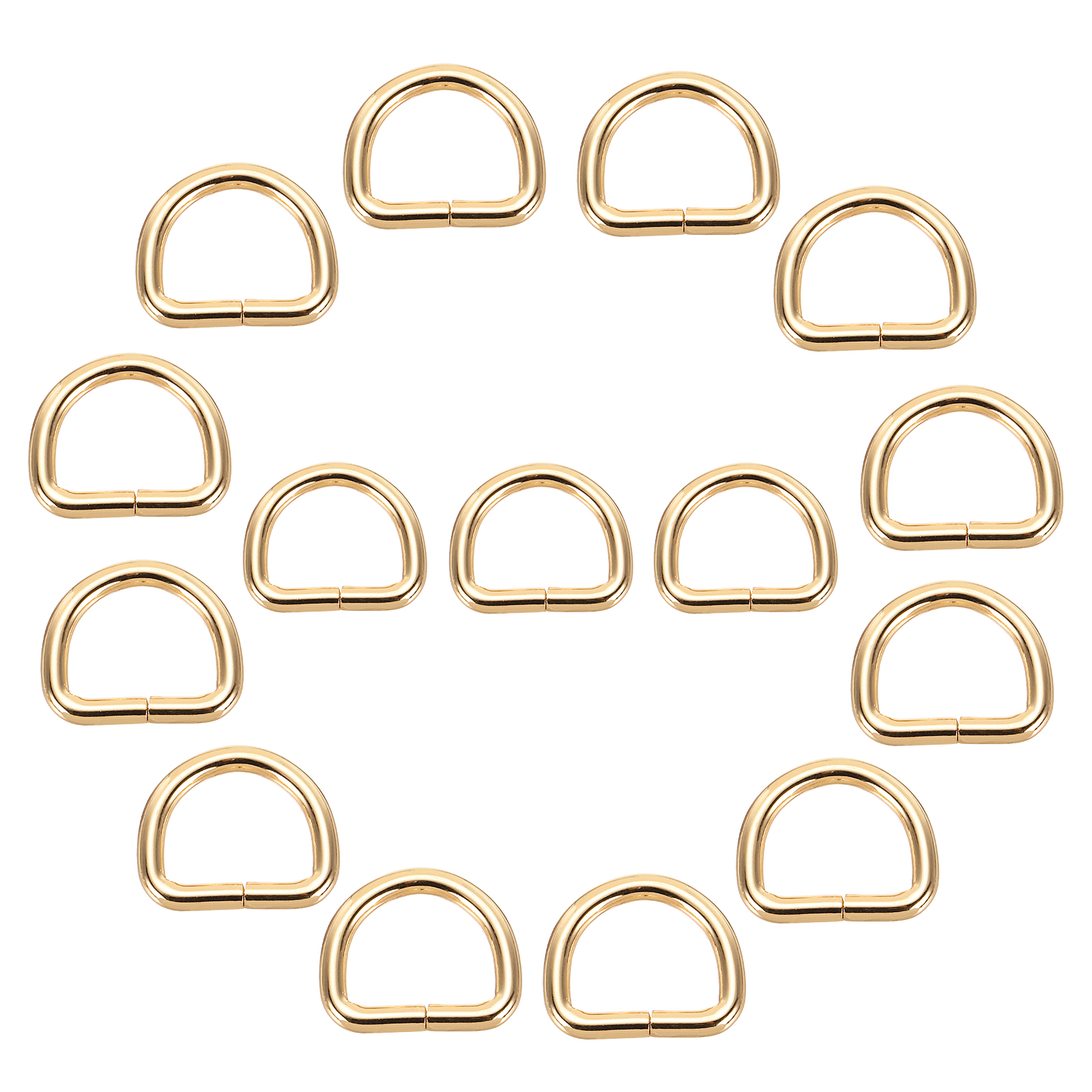 Uxcell 15Pcs 0.77 x 0.6 Inch Metal D Rings, Gold Welded Rings Buckles ...